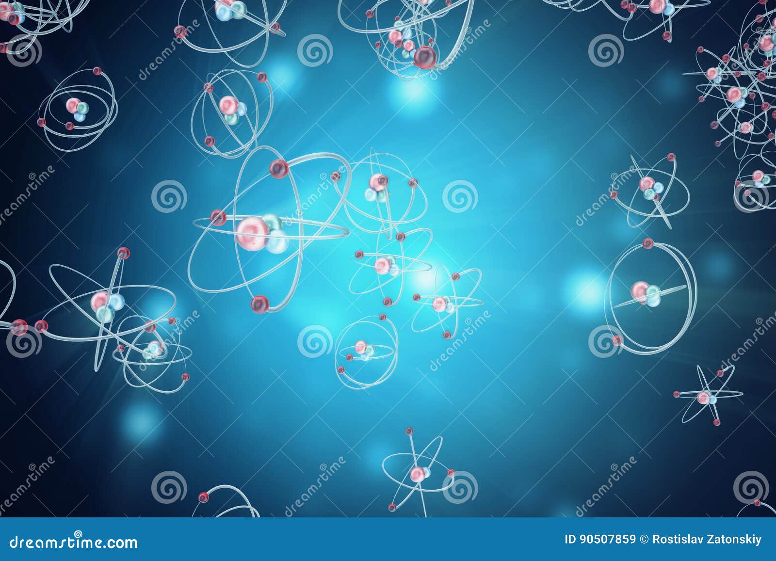 Shining Nuclear Atom Model Vector Illustration | CartoonDealer.com ...