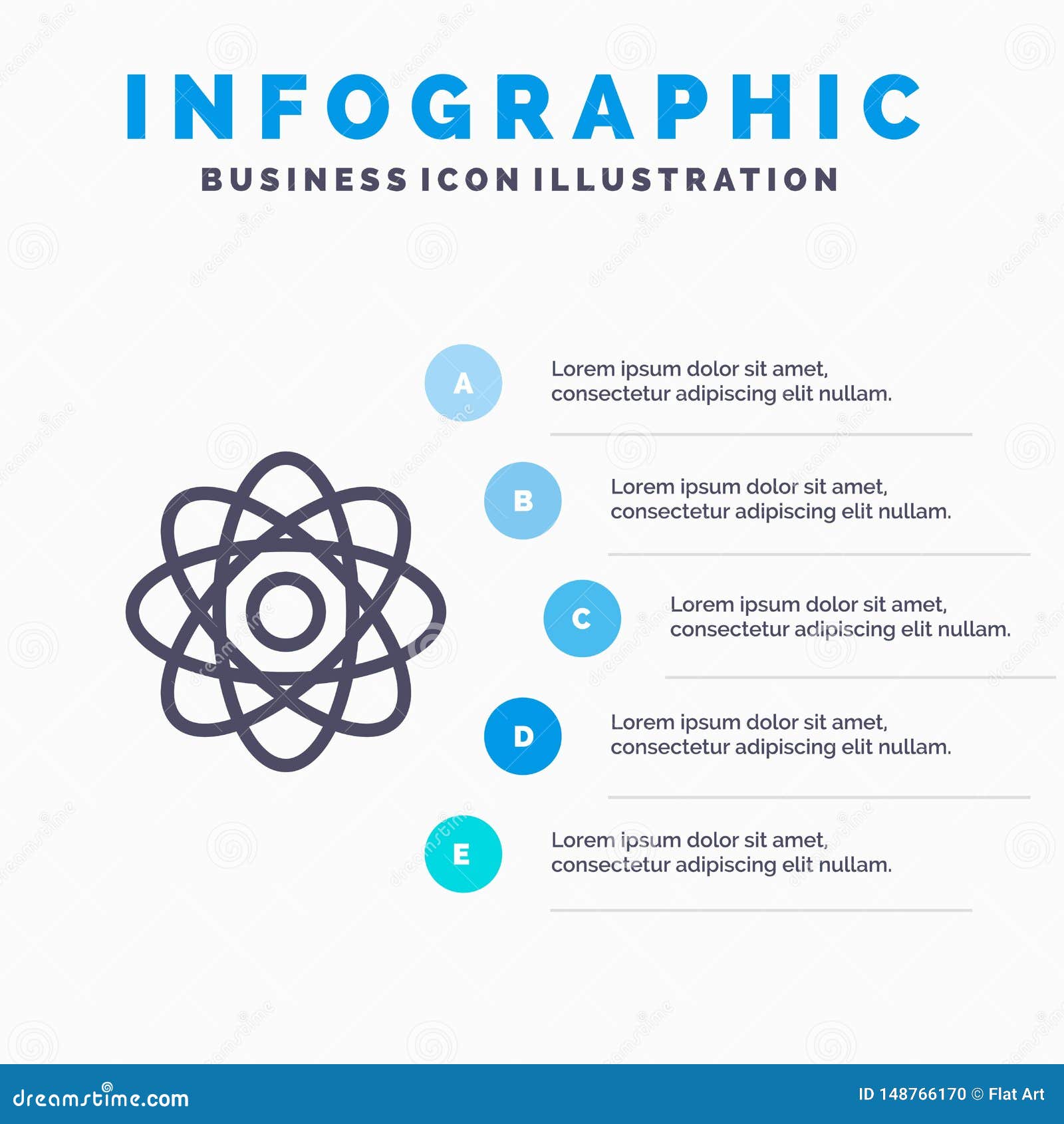 Atom, Biochemistry, Chemistry, Laboratory Line Icon with 5 Steps ...