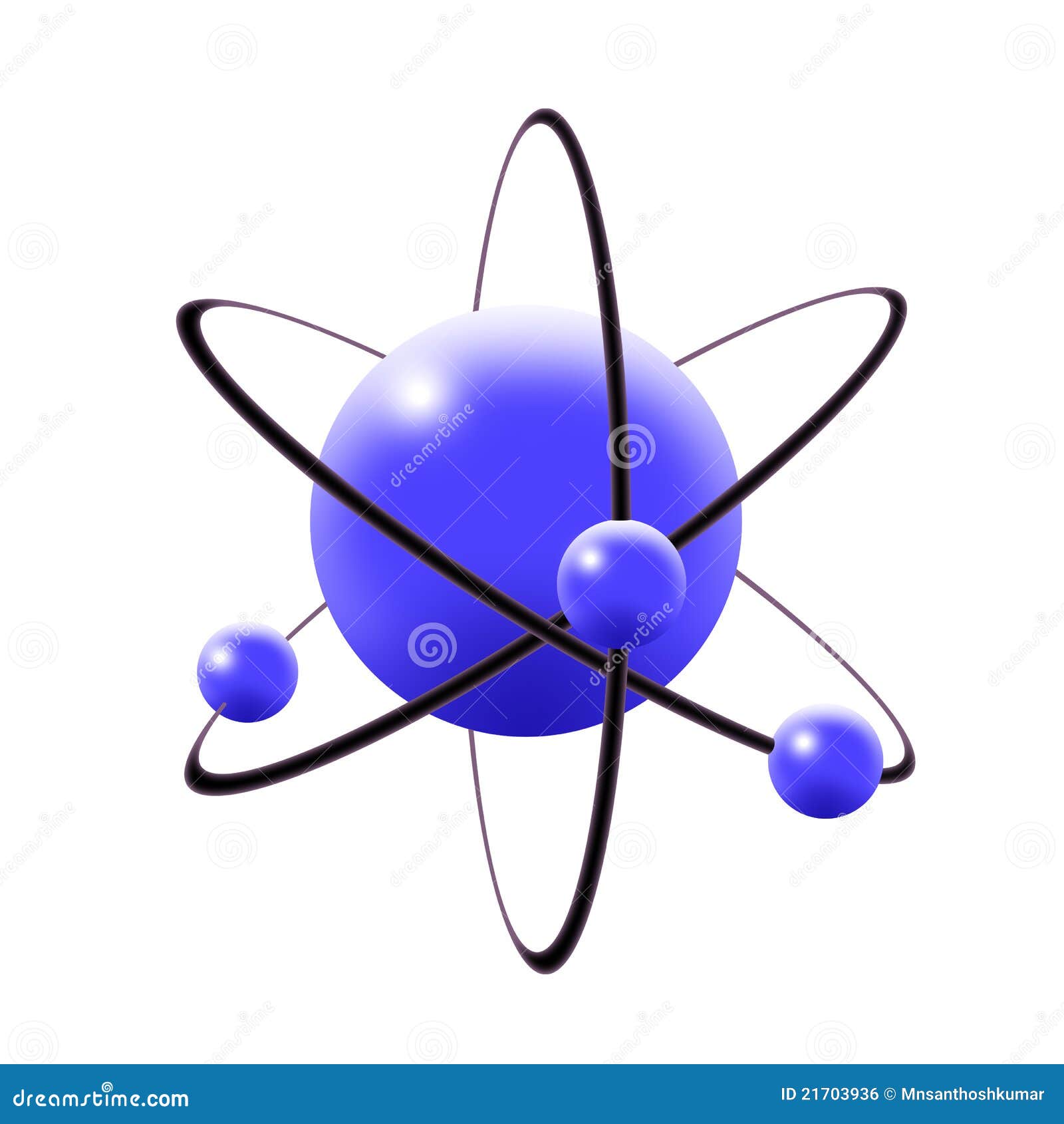 Atom in blue stock illustration. Illustration of nuclear - 21703936