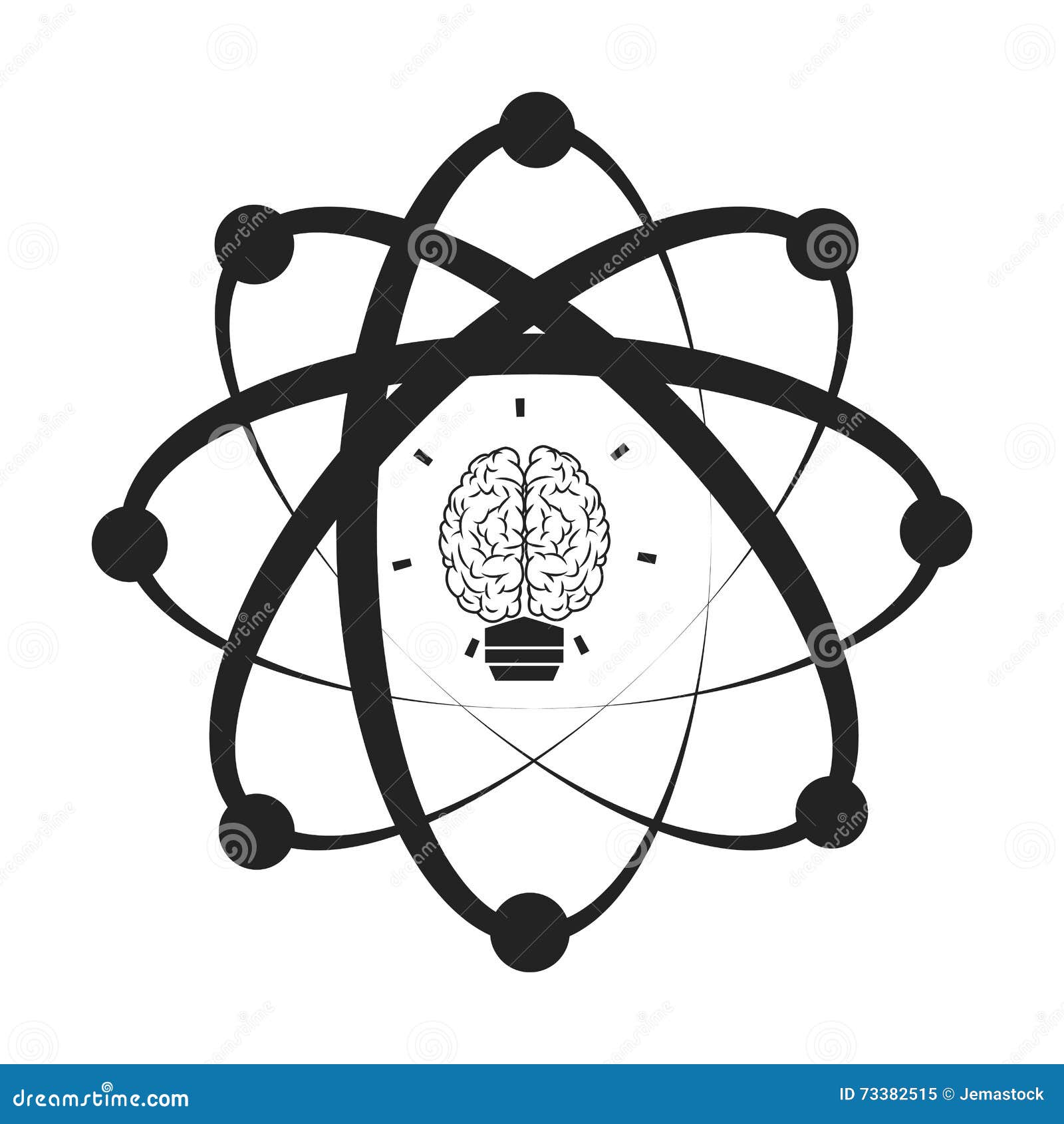 Atom with brain icon stock illustration. Illustration of quantum - 73382515