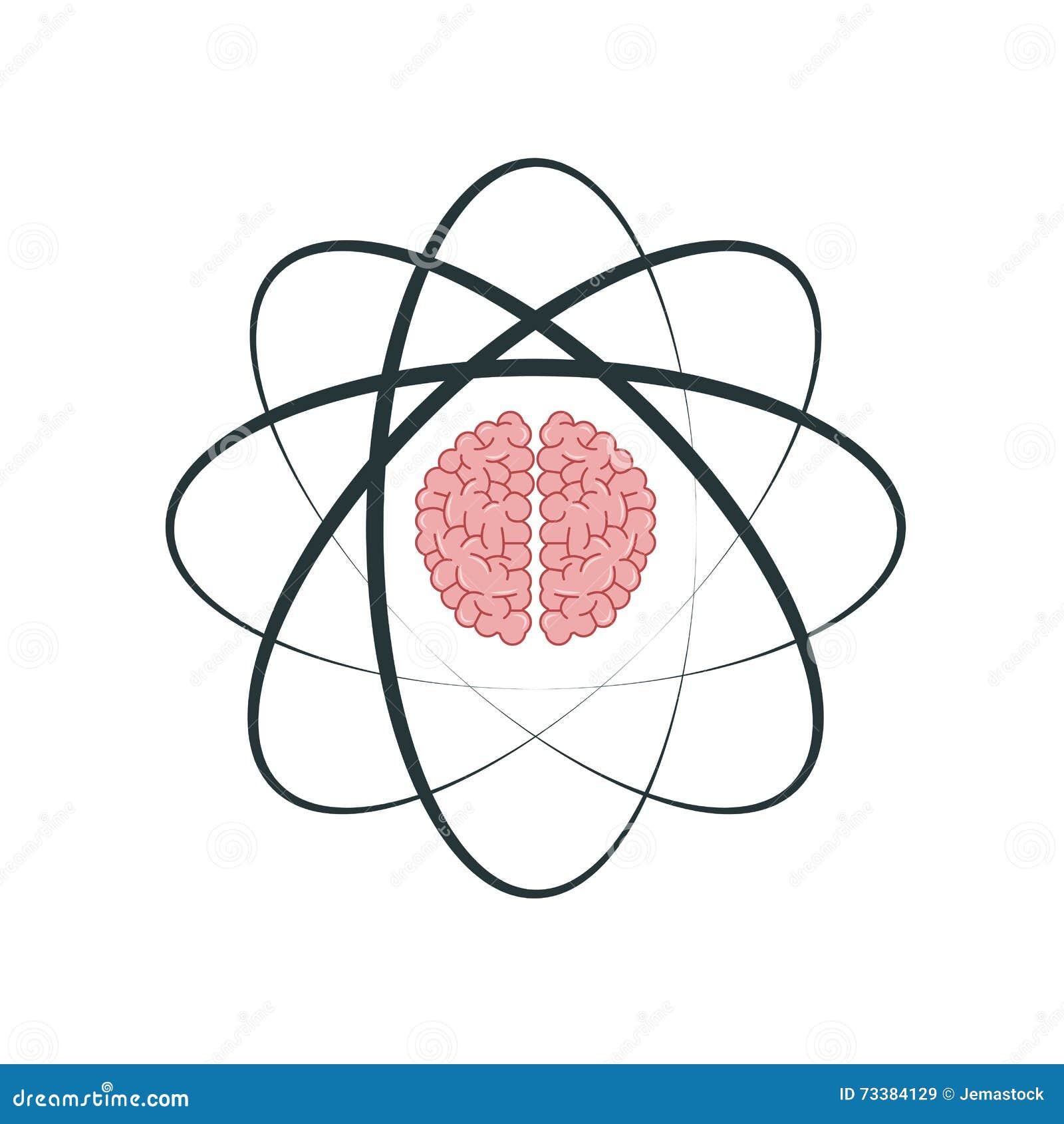 Atom with brain icon stock illustration. Illustration of particle ...