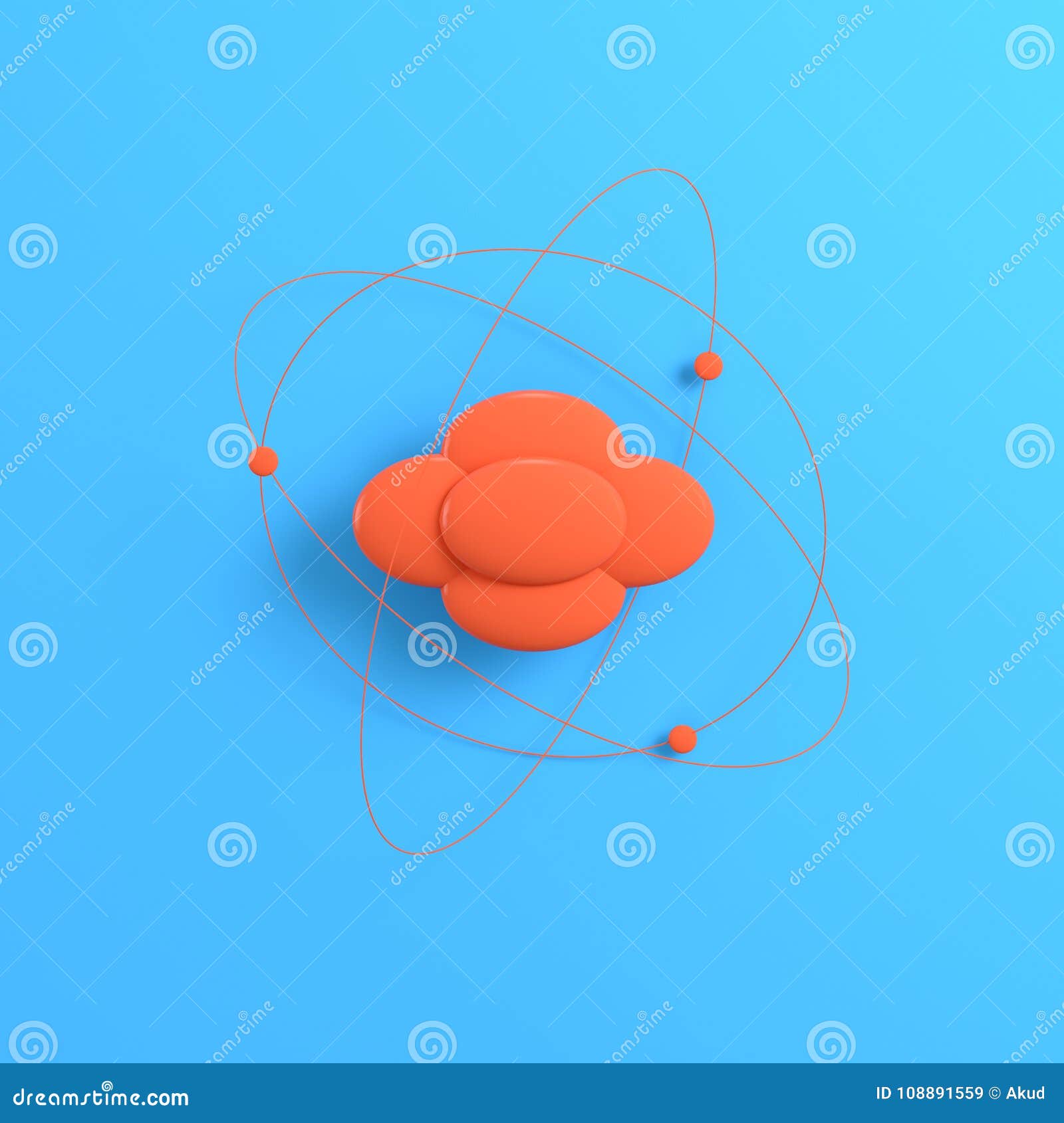Atom on Bright Blue Background Stock Illustration - Illustration of ...