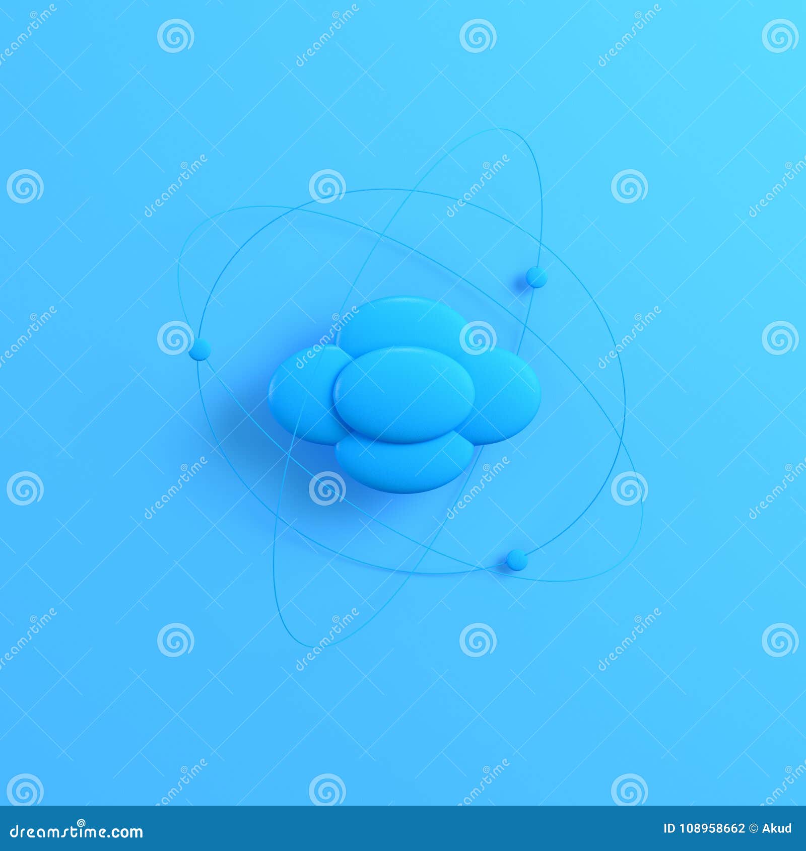 Atom on Bright Blue Background Stock Illustration - Illustration of ...