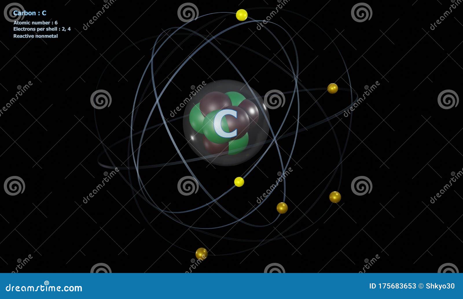 Atom of Carbon with Core and 6 Electrons Stock Illustration ...