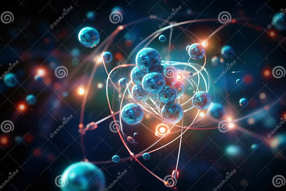 Atom with Colorful Spheres Representing Electrons Orbiting Its Nucleus ...