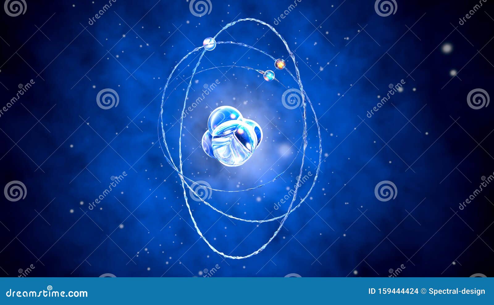 Atom Core with Orbiting Particles Stock Illustration - Illustration of ...
