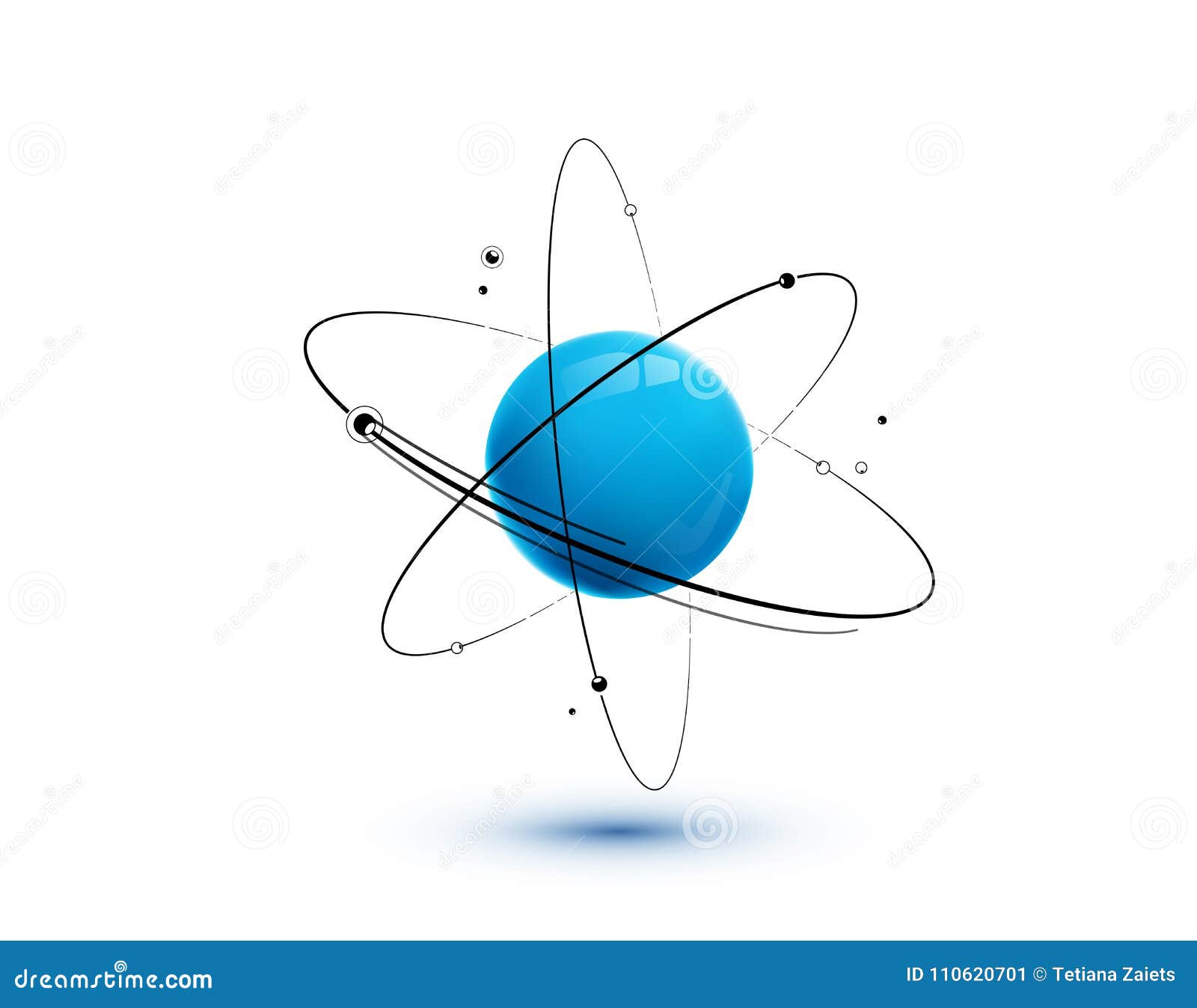 Atom with Core, Orbits and Electrons Isolated on White Background Stock ...