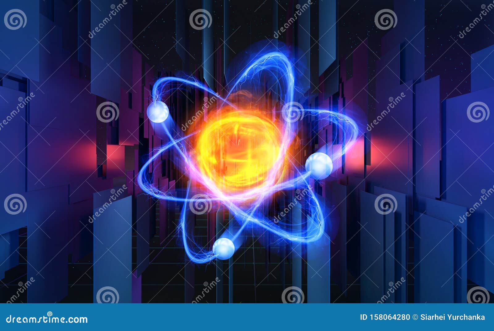 Atom 3d Illustration. Basis Of Universe. Particle Of God, First Matter ...