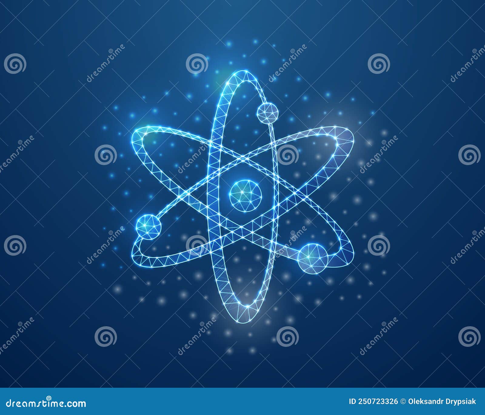 Atom 3d Symbol in Blue Low Poly Style. Atomic Neutron, Nuclear Design ...