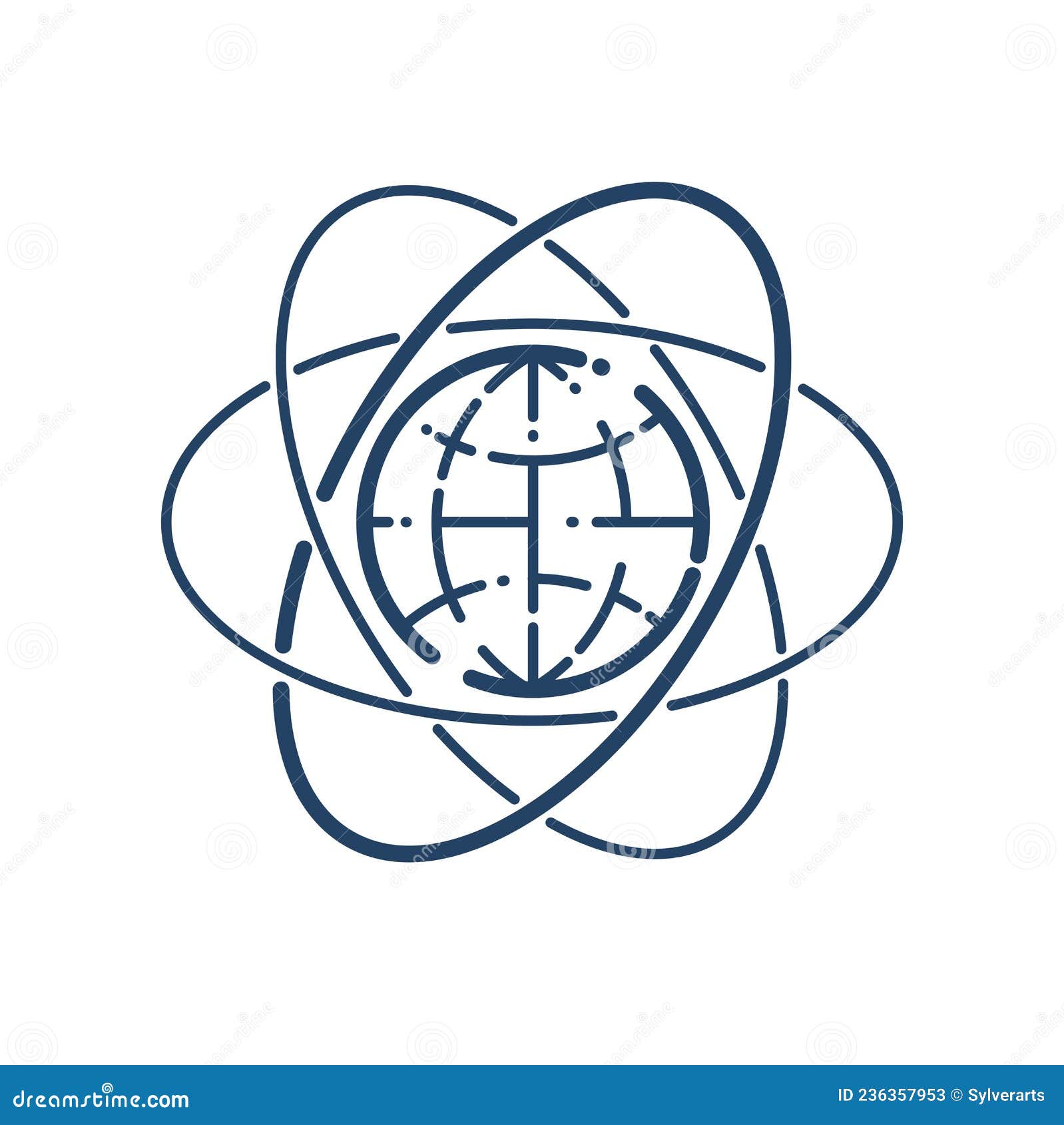 Atom with Earth Planet Inside Vector Linear Icon, Everything is Created ...