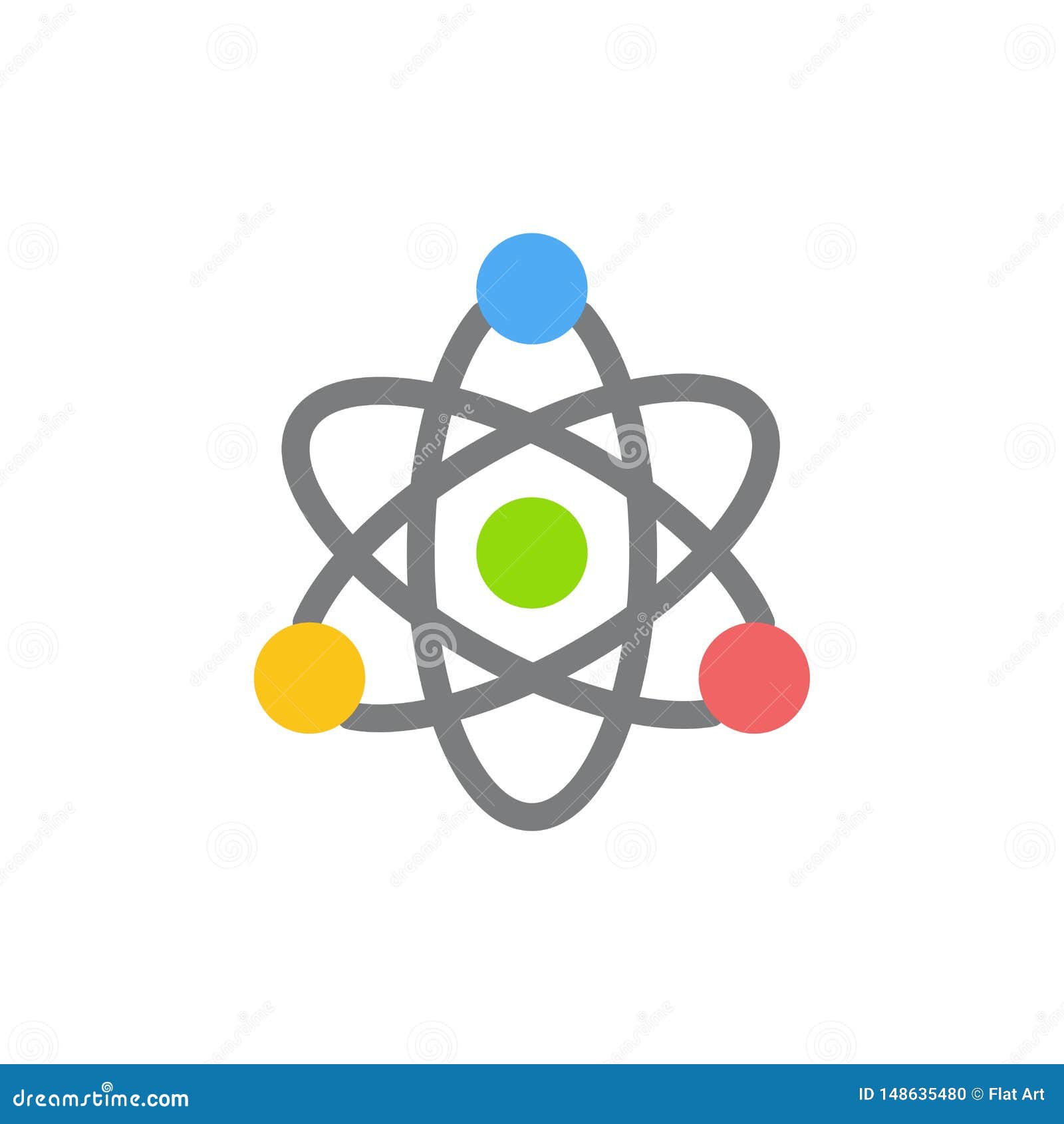 Atom, Educate, Education Flat Color Icon. Vector Icon Banner Template ...