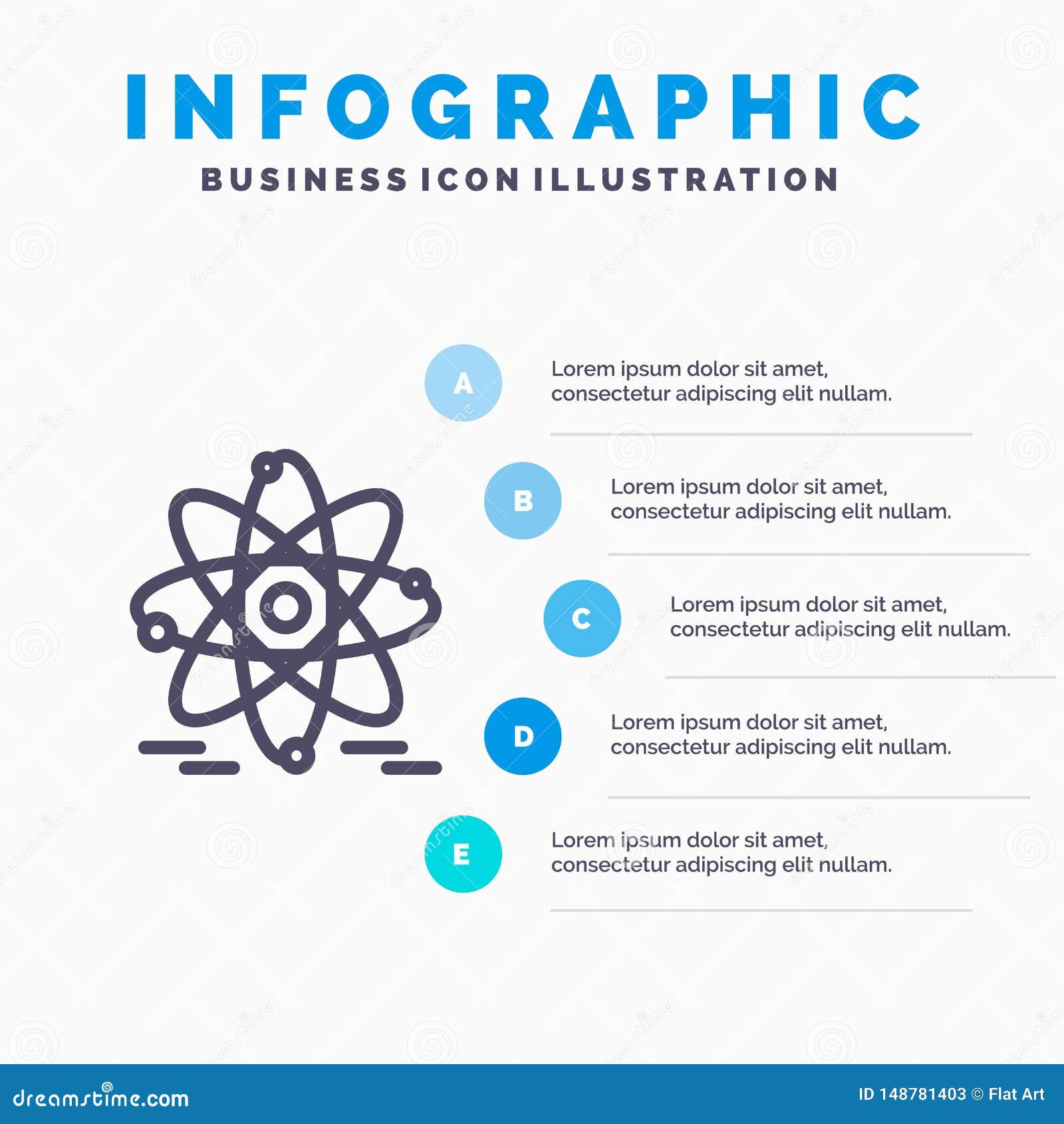 Atom, Education, Nuclear Line Icon with 5 Steps Presentation ...