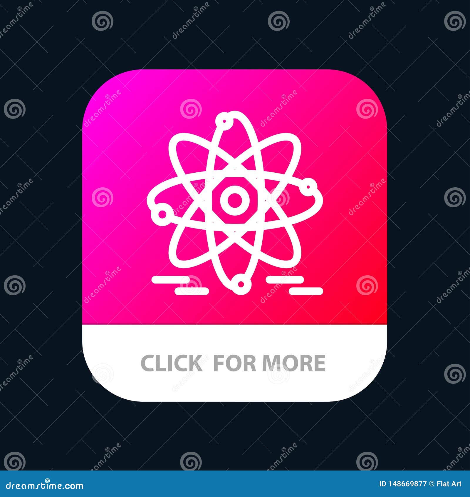 Atom, Education, Nuclear Mobile App Button. Android and IOS Line ...