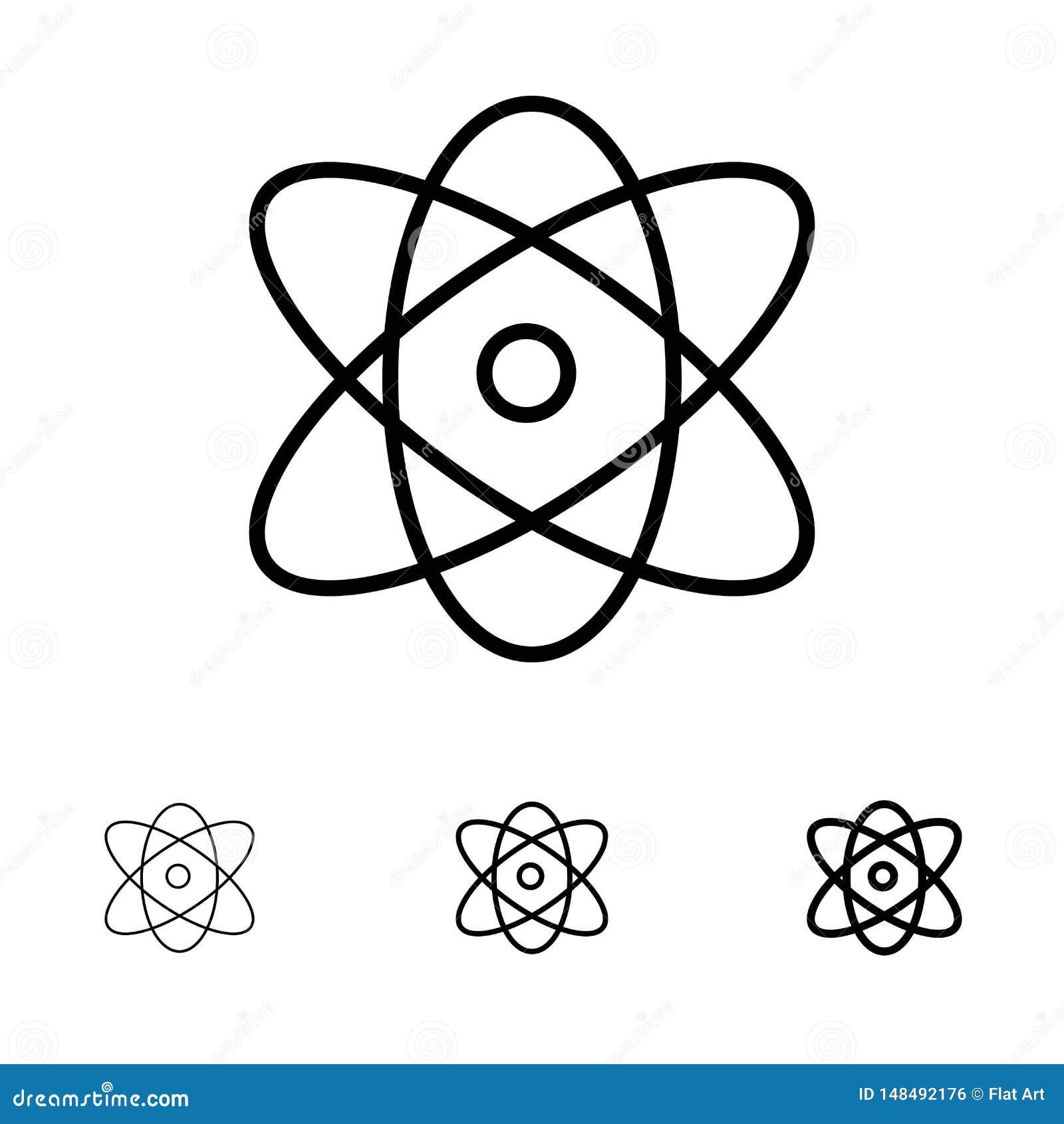 Atom, Education, Physics, Science Bold and Thin Black Line Icon Set ...
