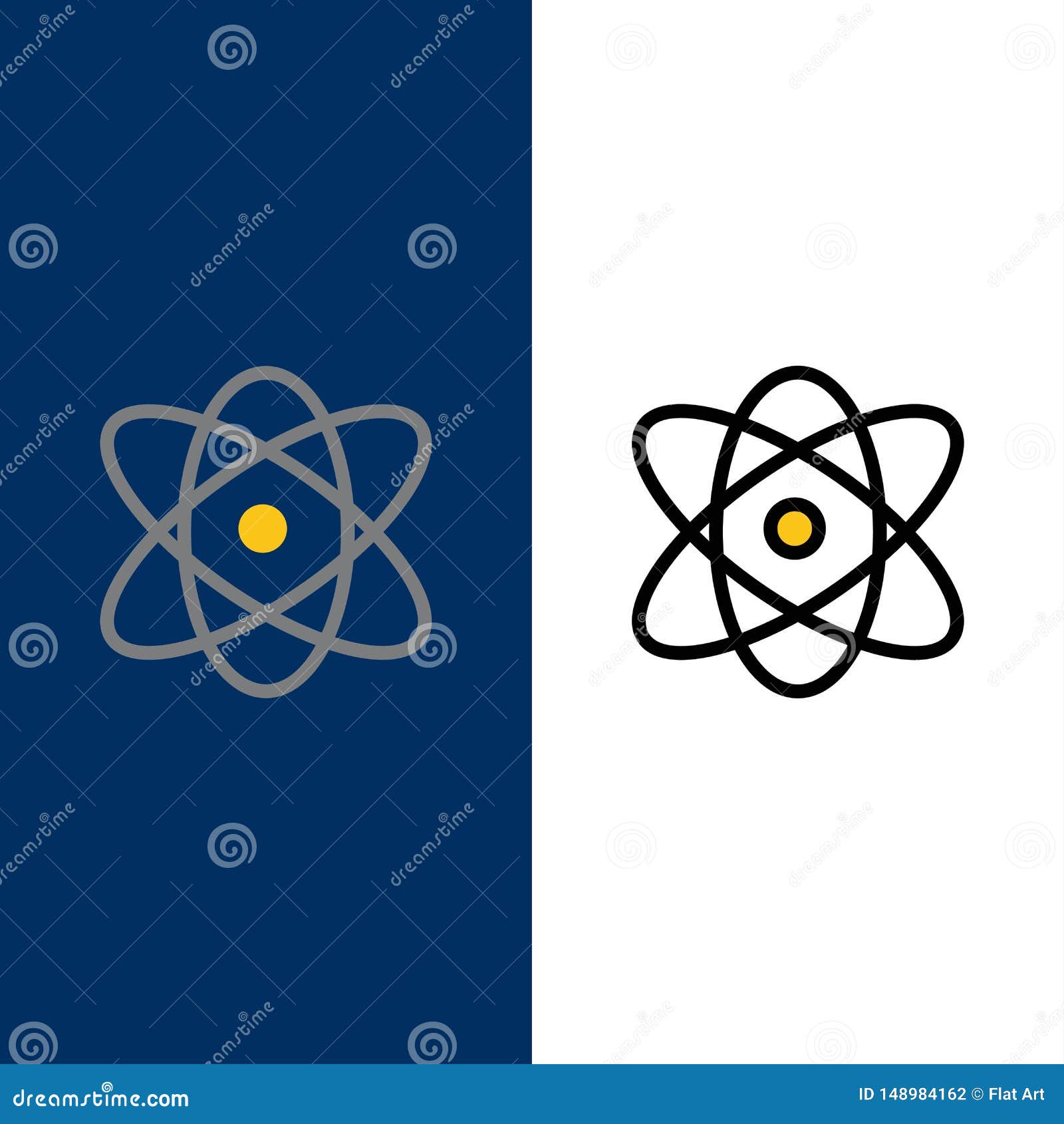 Atom, Education, Physics, Science Icons. Flat and Line Filled Icon Set ...