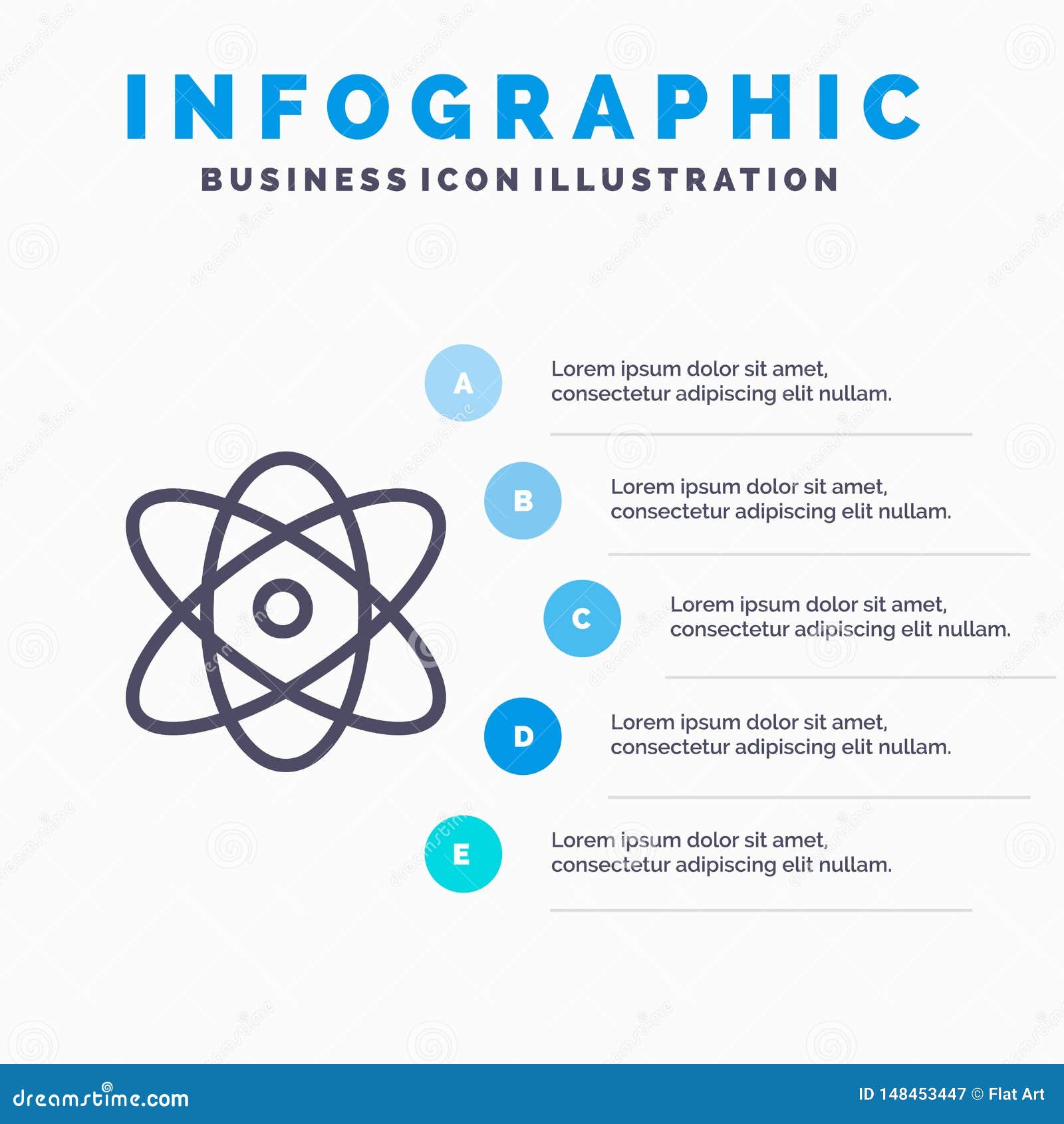 Atom, Education, Physics, Science Line Icon with 5 Steps Presentation ...