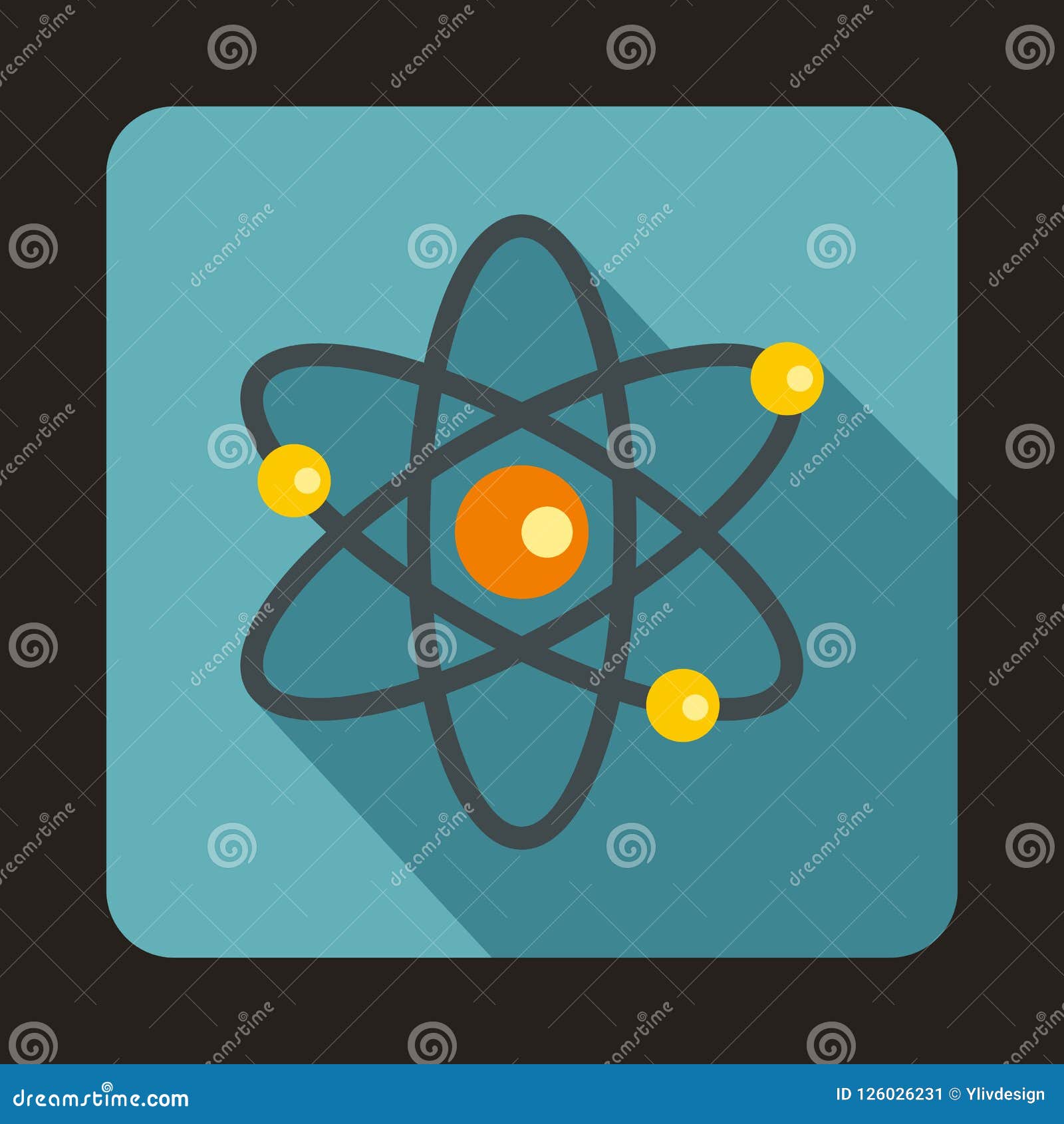 Atom with Electrons Icon, Flat Style Stock Illustration - Illustration ...
