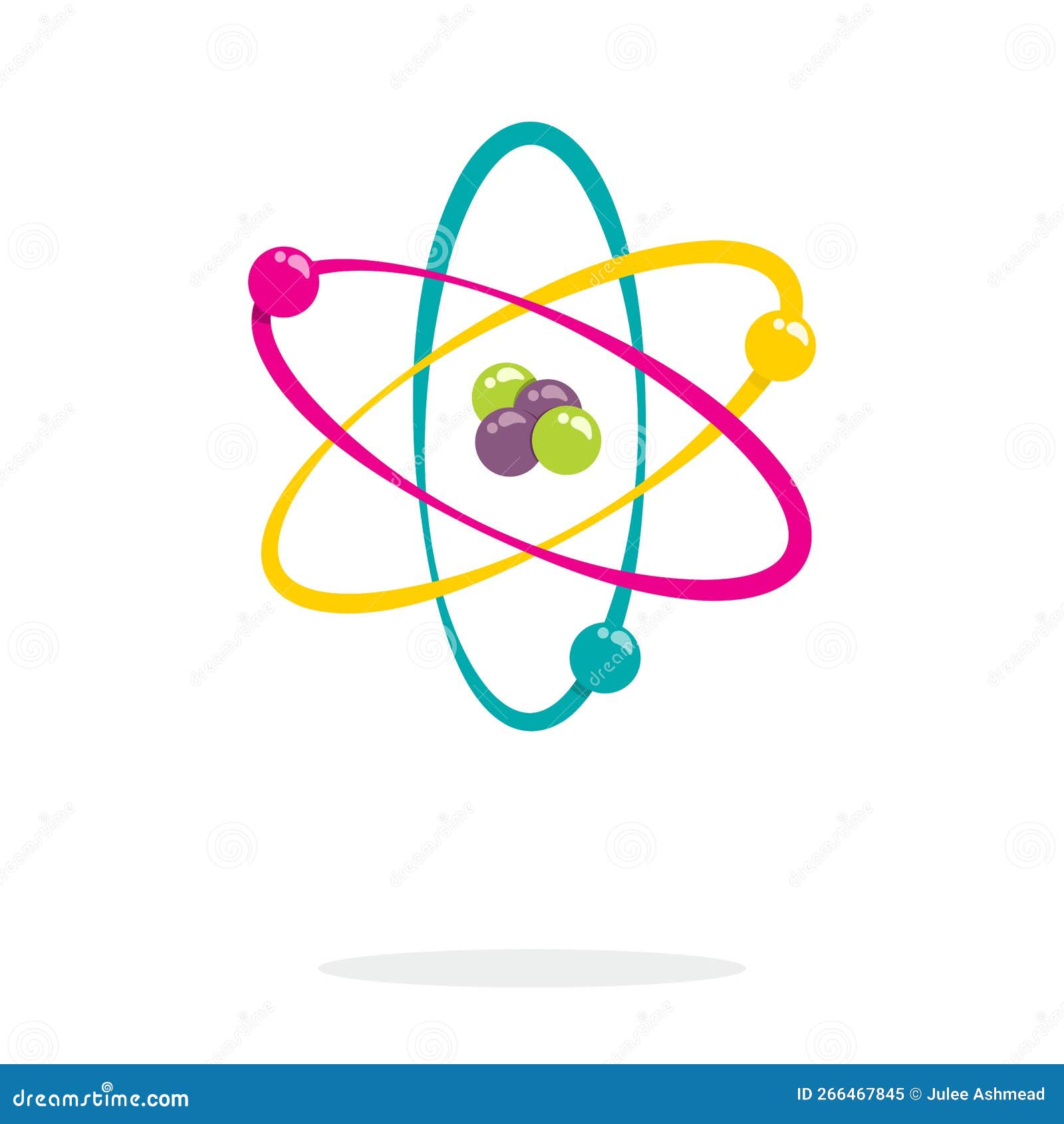 Atom with Electrons in Orbit Vector Illustration Physical Science ...