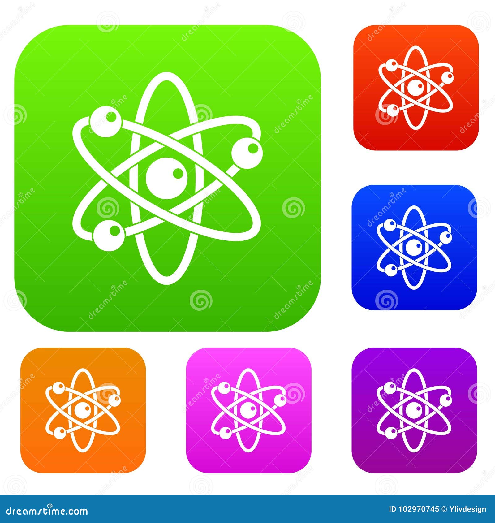 Atom with Electrons Set Color Collection Stock Vector - Illustration of ...
