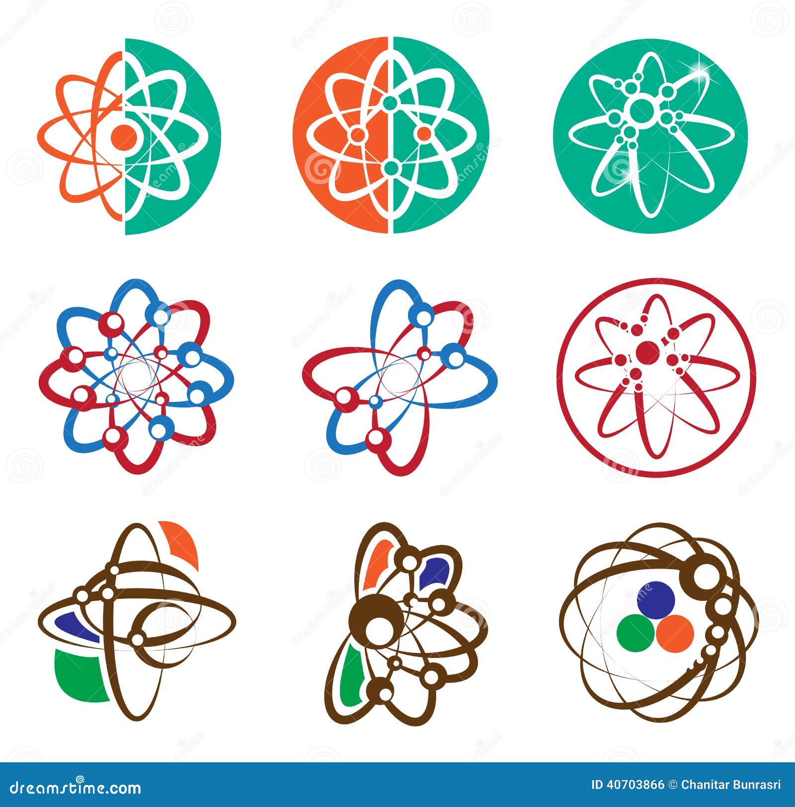 Atom Elements Set for Science Concept Stock Vector - Illustration of ...