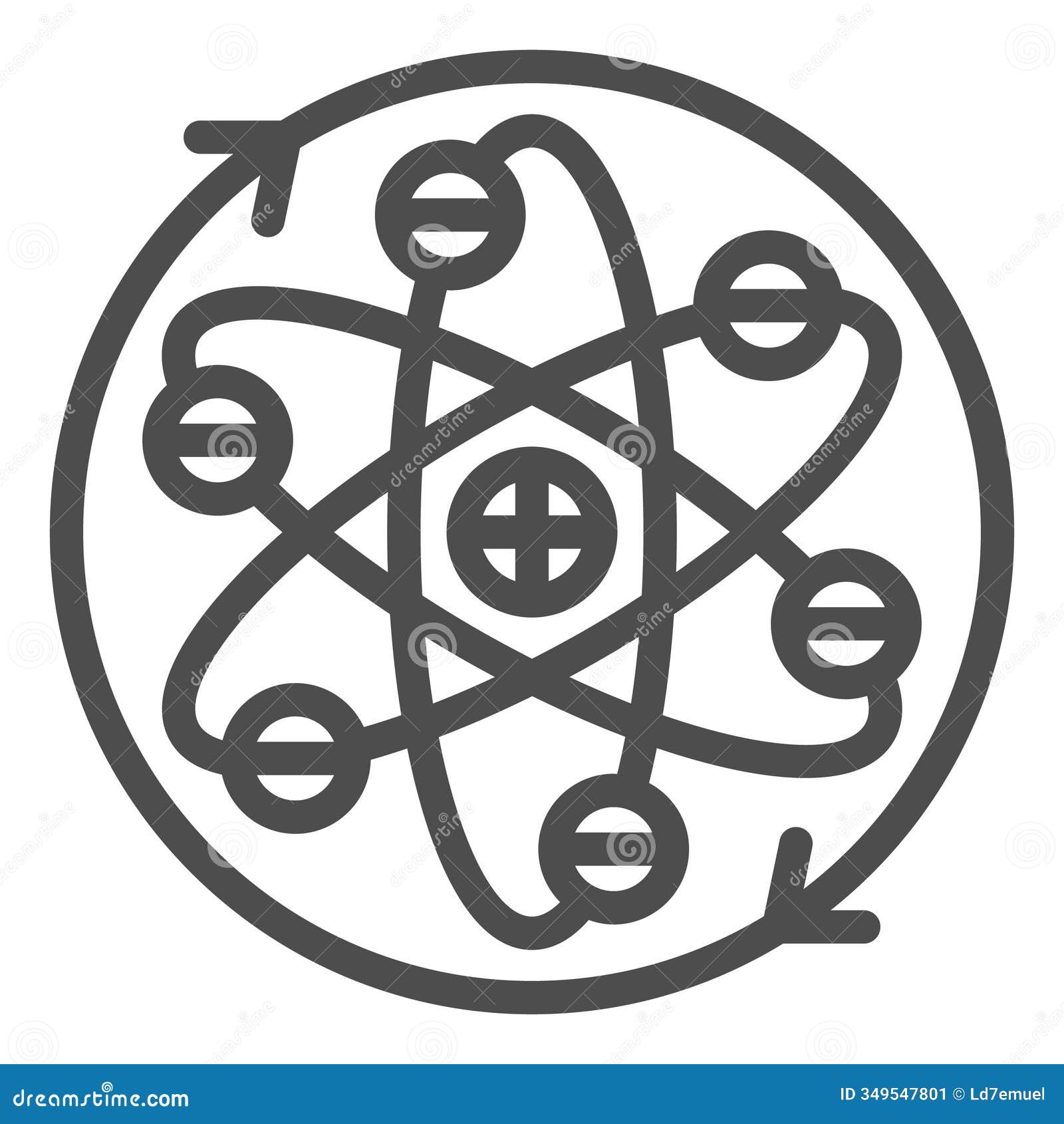 Atom with Elliptical Orbits Line Icon, Atomic Energy Concept. Vector ...