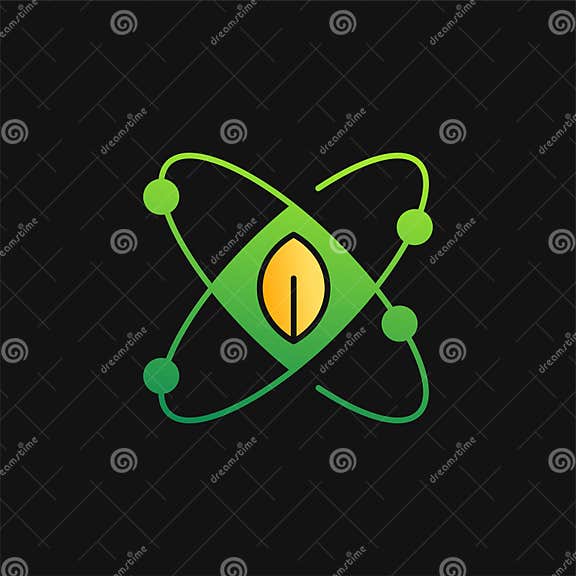 Atom Energy and Leaf Icon Solid Gradient. Gradient Solid Icon. Stock ...