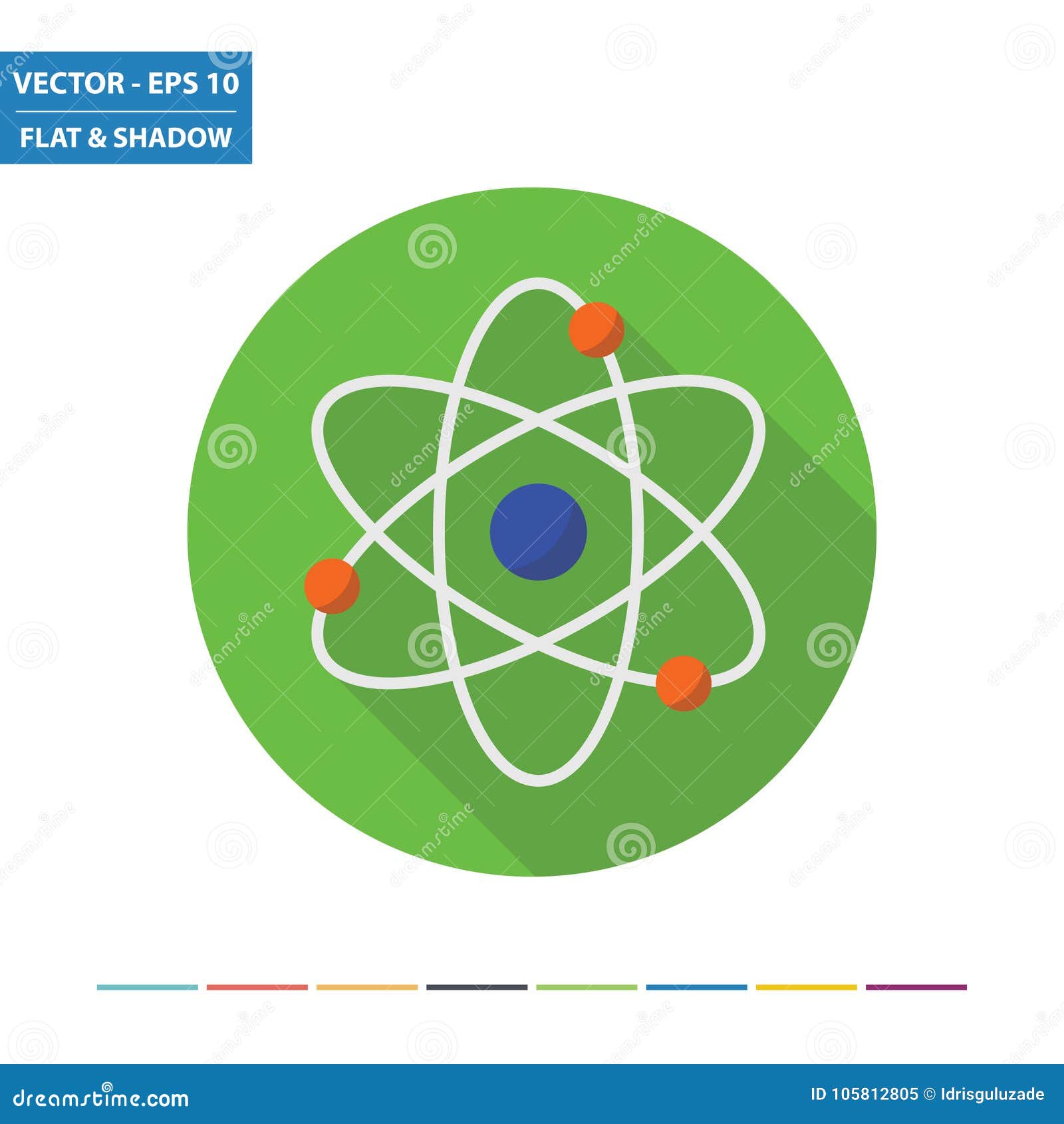 Atom Flat Linear Long Shadow Icon. Atomic Structure Model. Physics Sign ...