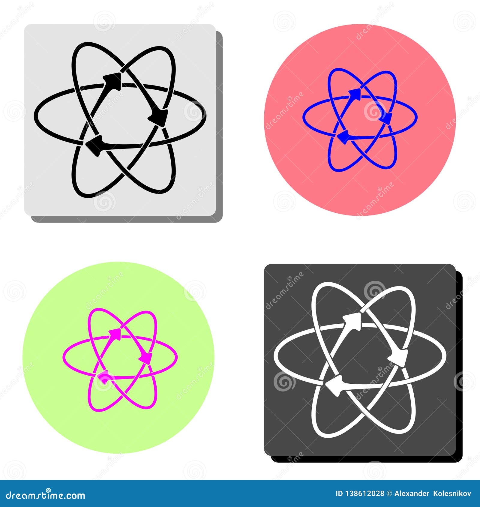 Atom. flat vector icon stock vector. Illustration of object - 138612028