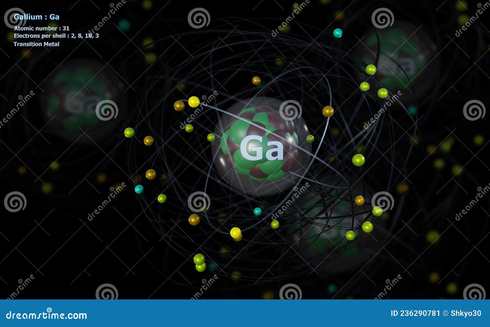 Atom of Gallium with Detailed Core and Its 31 Electrons with Atoms ...
