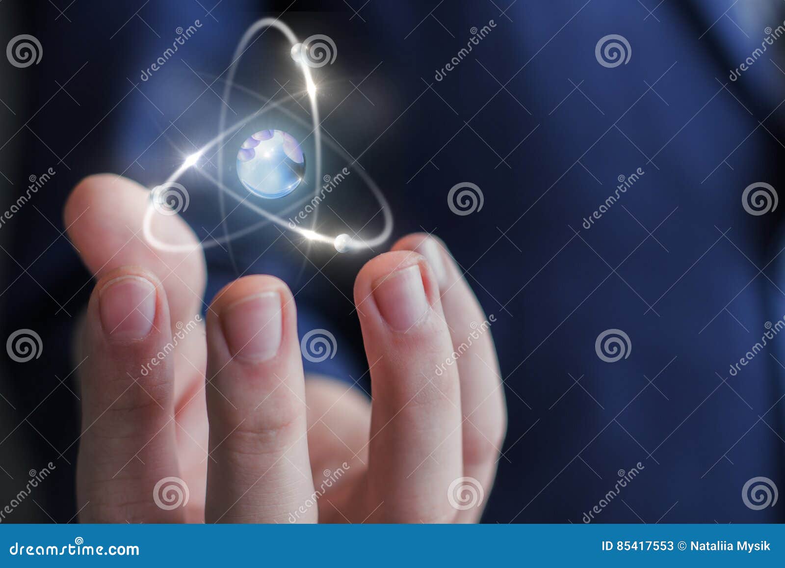 Atom in hand. stock image. Image of education, concept - 85417553