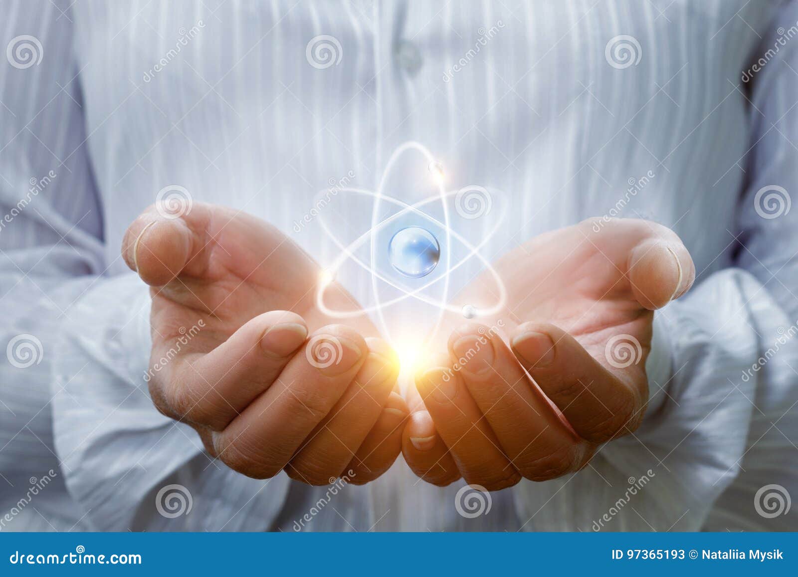 Atom in the hands . stock image. Image of model, item - 97365193