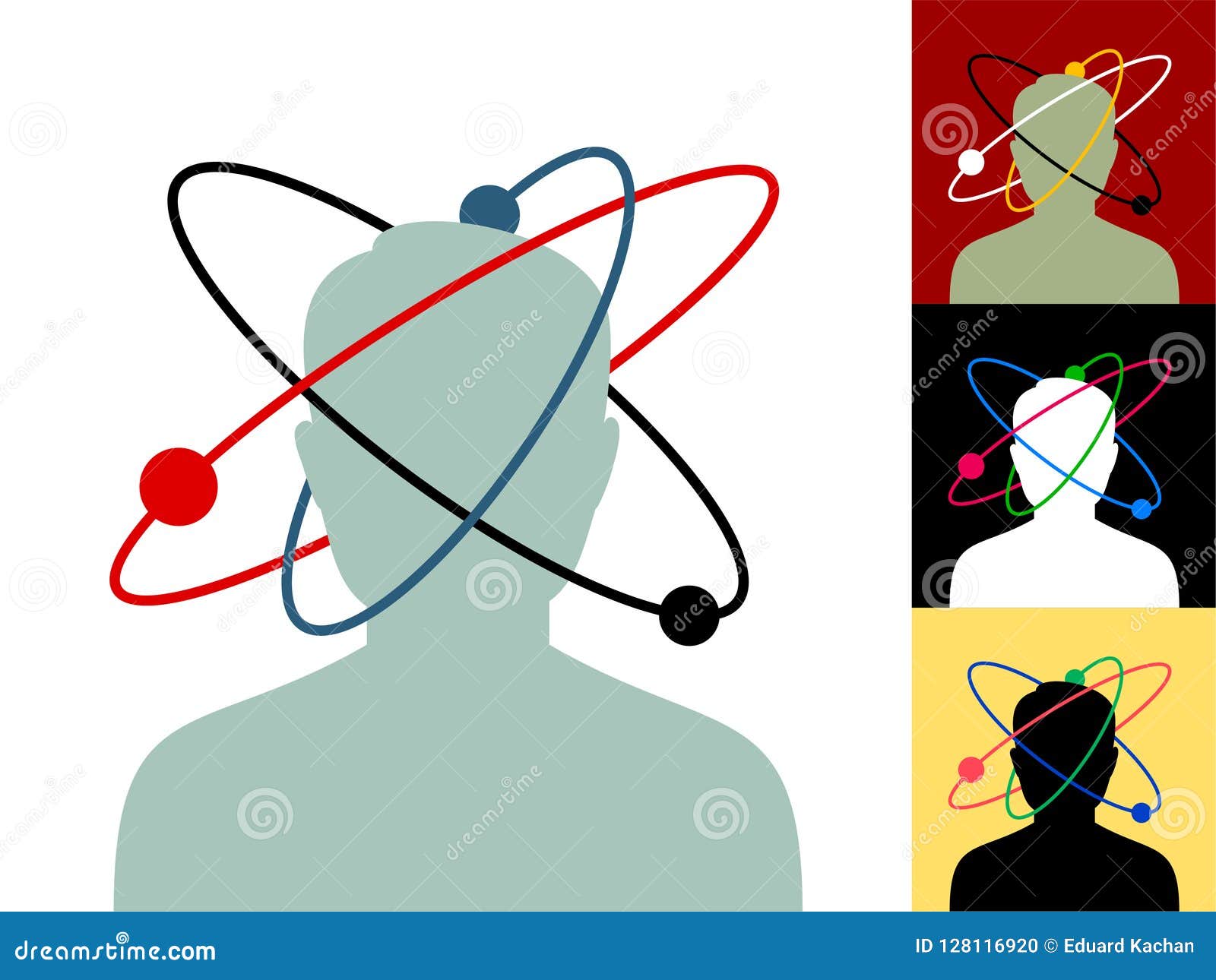 Atom head stock vector. Illustration of genius, isolated - 128116920