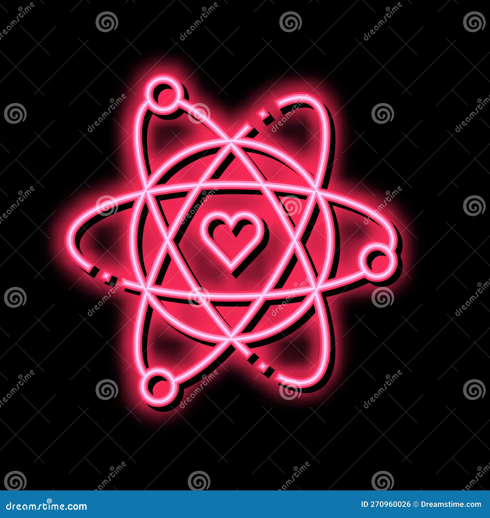 Atom with Heart Core Neon Glow Icon Illustration Stock Vector ...