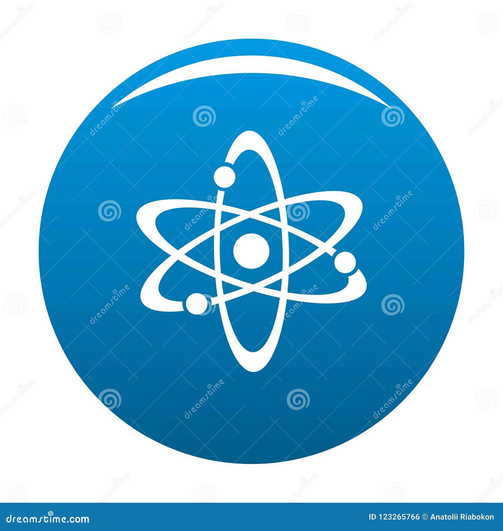 Atom icon blue stock illustration. Illustration of microscopic - 123265766