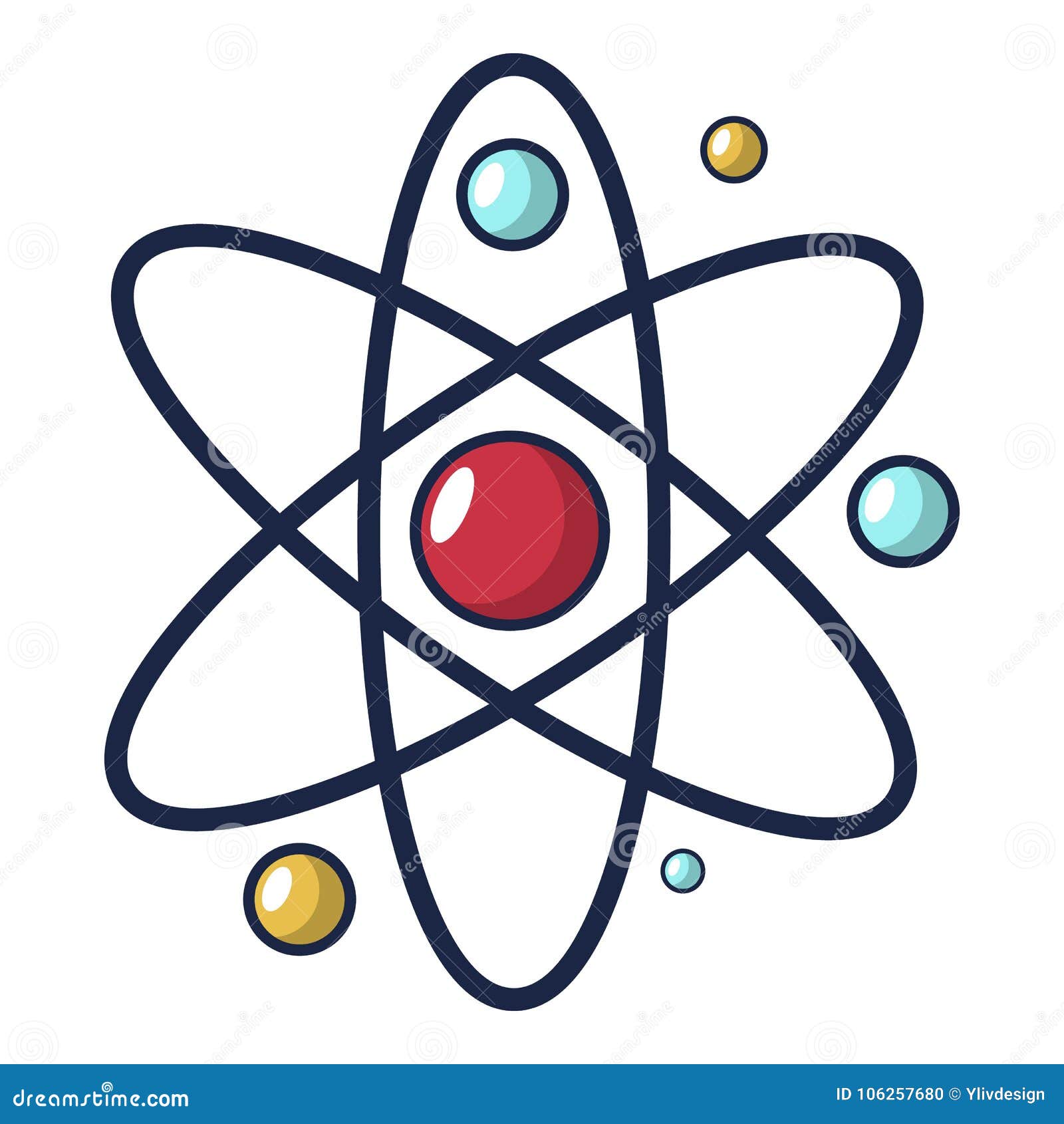 Atom icon, cartoon style stock vector. Illustration of cell - 106257680