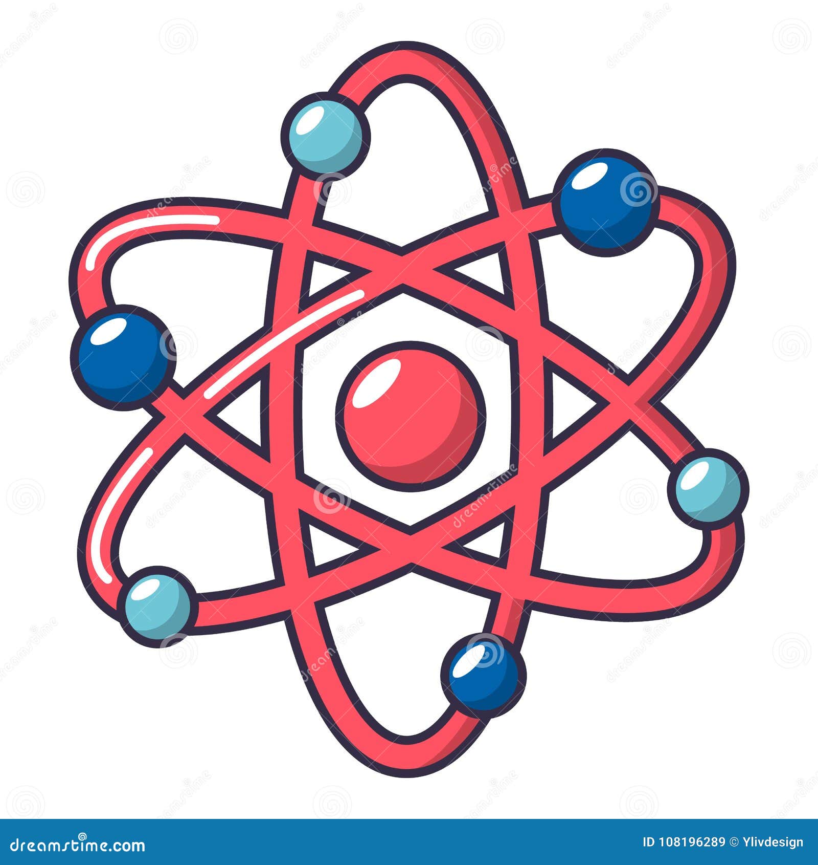 Atom icon, cartoon style. stock vector. Illustration of object - 108196289
