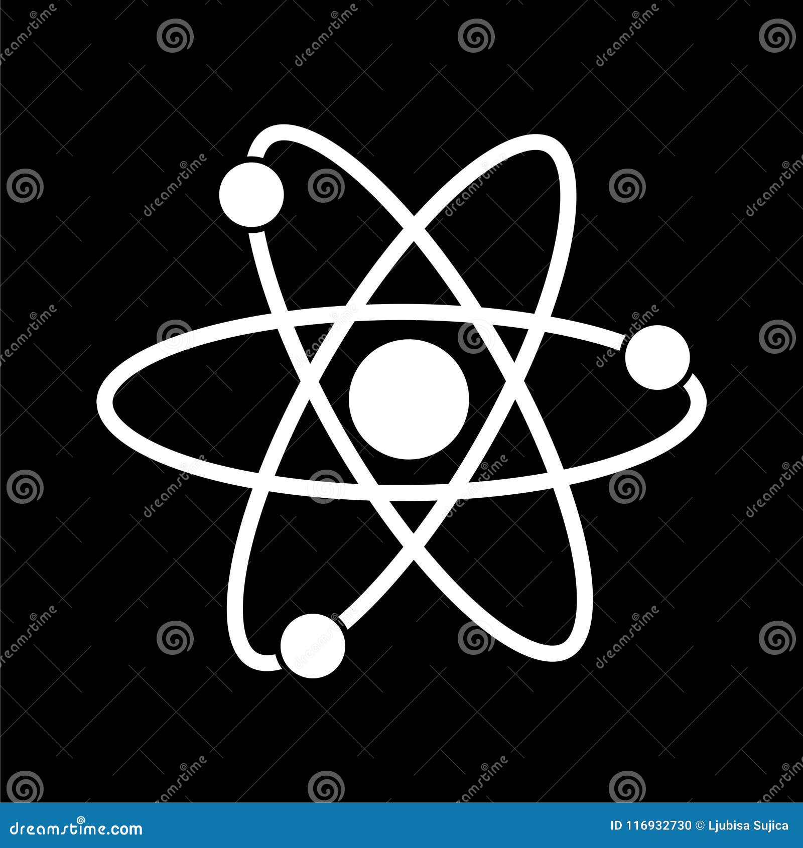 Atom Icon on Dark Background Stock Vector - Illustration of circle ...
