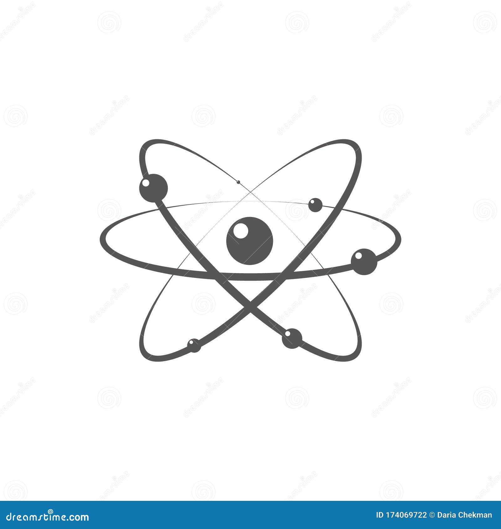 Atom Icon in Flat Design. Gray Molecule Symbol or Atom Symbol Isolated ...