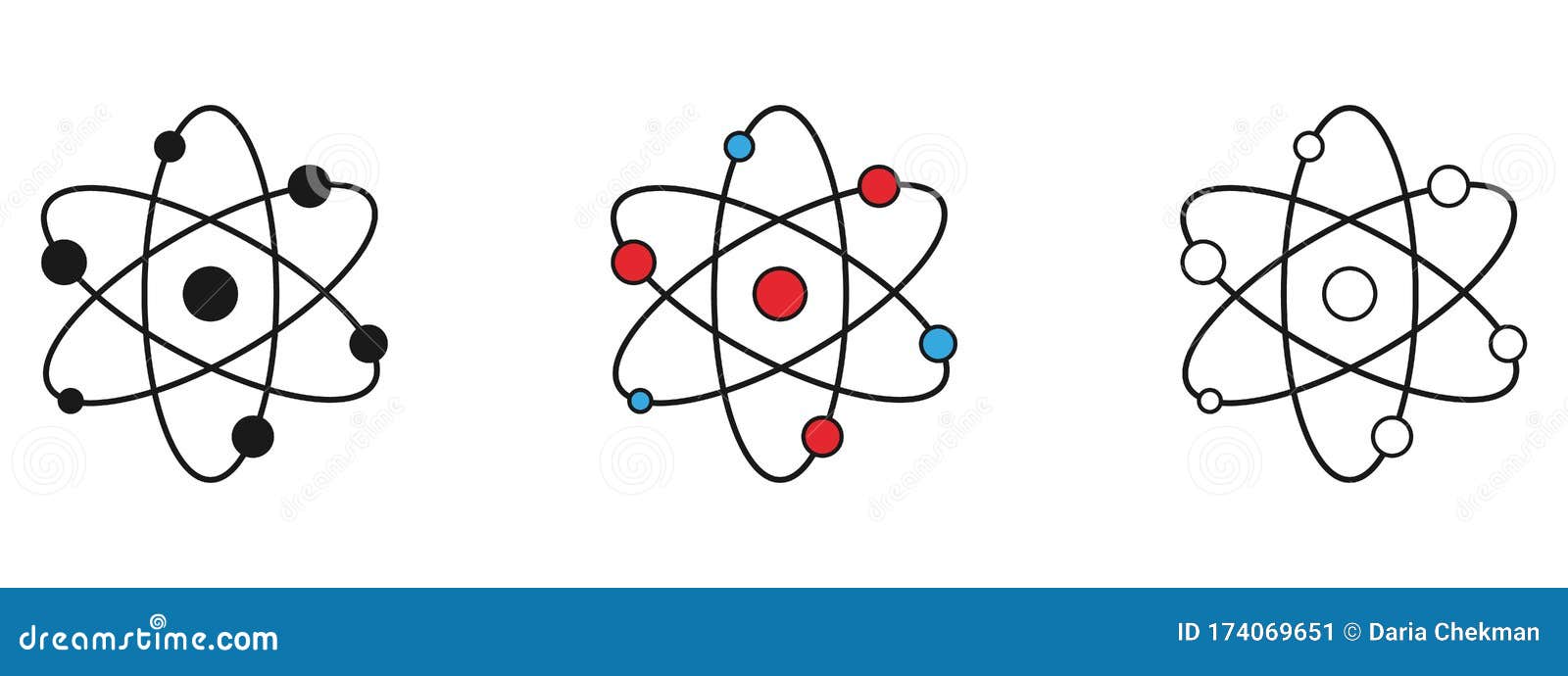 Atom Icon in Flat Design. Set Gray Molecule Symbol or Atom Symbol ...