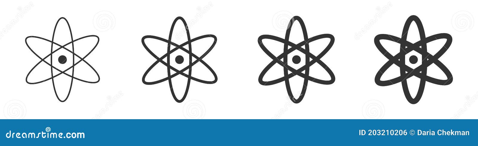 Atom Icon in Flat Design. Set Gray Molecule Symbol or Atom Symbol ...