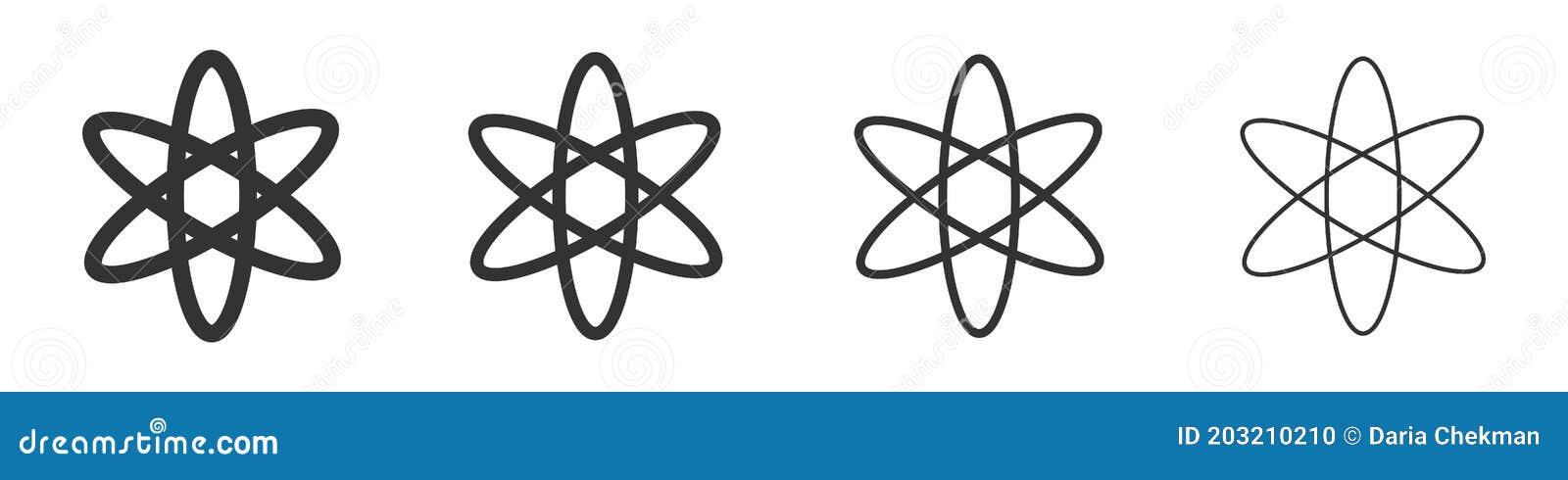 Atom Icon in Flat Design. Set Gray Molecule Symbol or Atom Symbol ...
