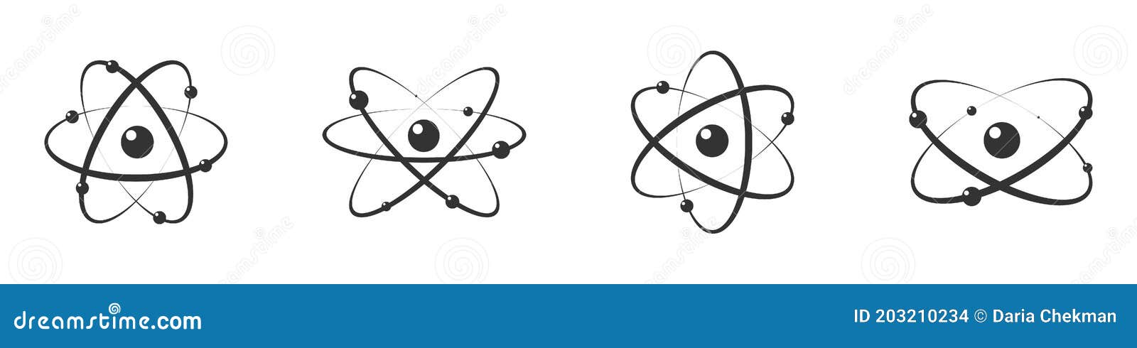 Atom Icon in Flat Design. Set Gray Molecule Symbol or Atom Symbol ...