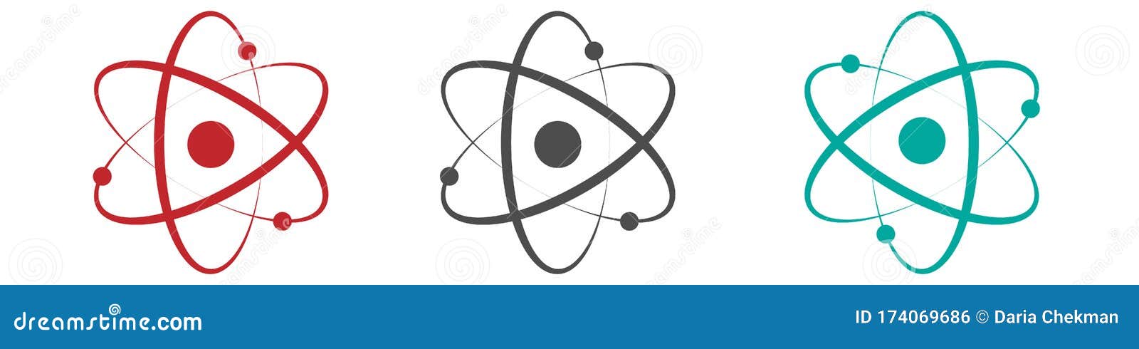 Atom Icon in Flat Design. Set Molecule Symbol or Atom Symbol Isolated ...