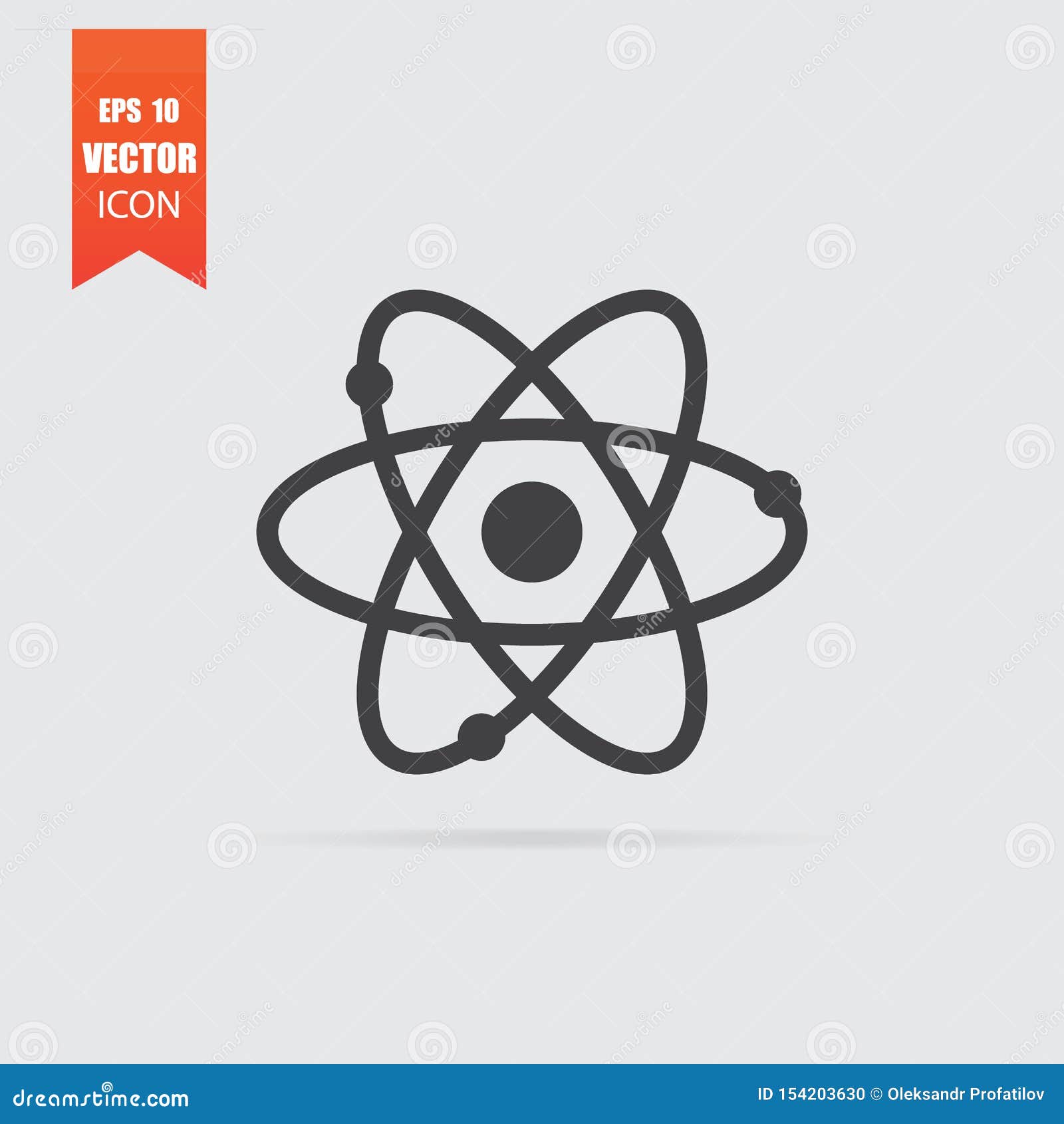 Atom Icon in Flat Style Isolated on Grey Background Stock Vector ...