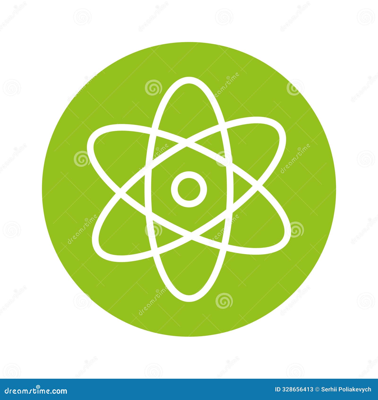 Atom Icon. Green and White Design. Science Symbol. Vector Illustration ...