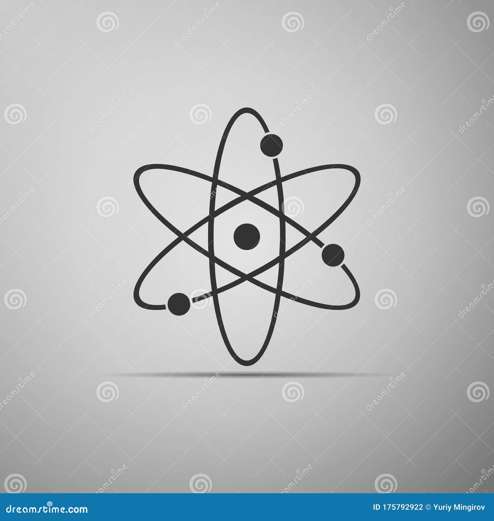 Atom Icon on Grey Background Stock Vector - Illustration of core, atom ...