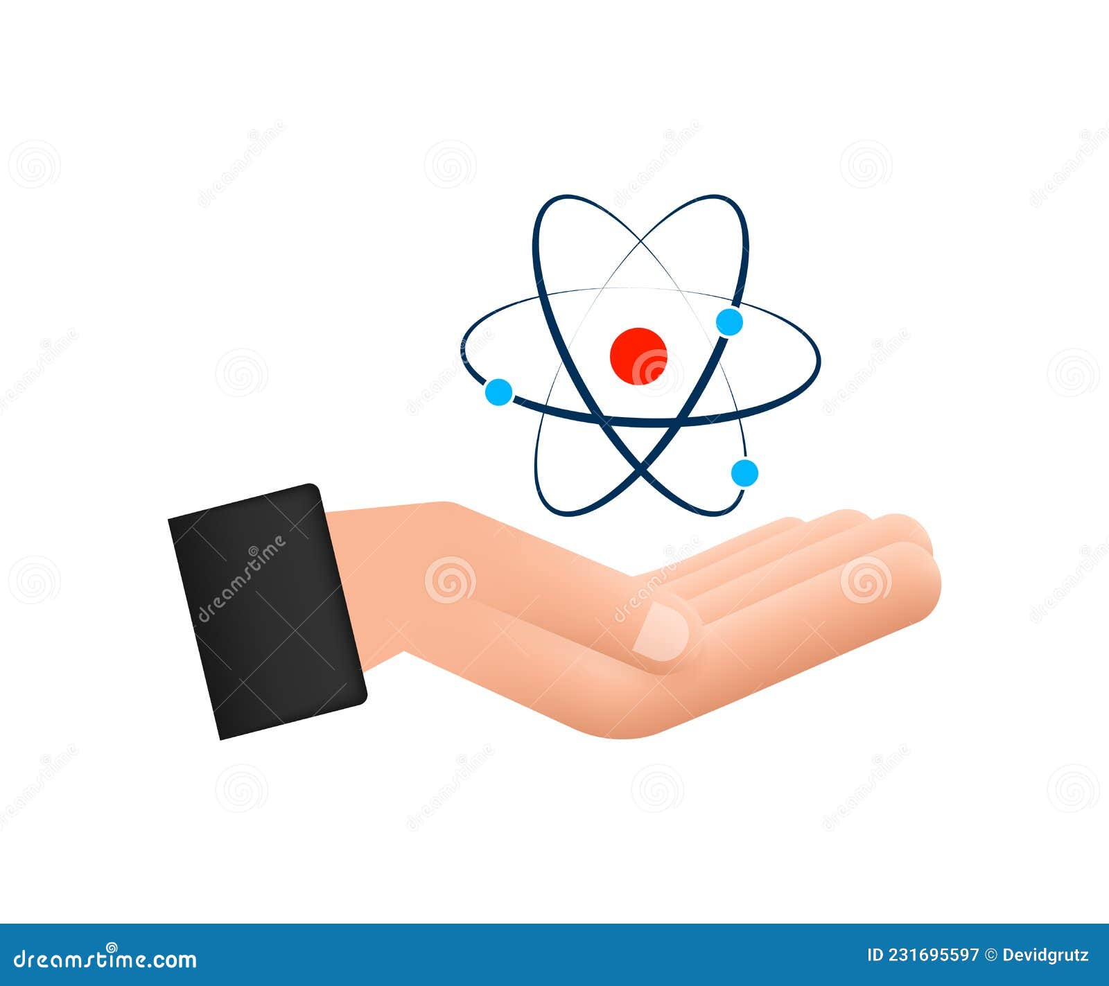 Atom Icon on Hand Vector, Atom Symbols on White Background. Stock ...