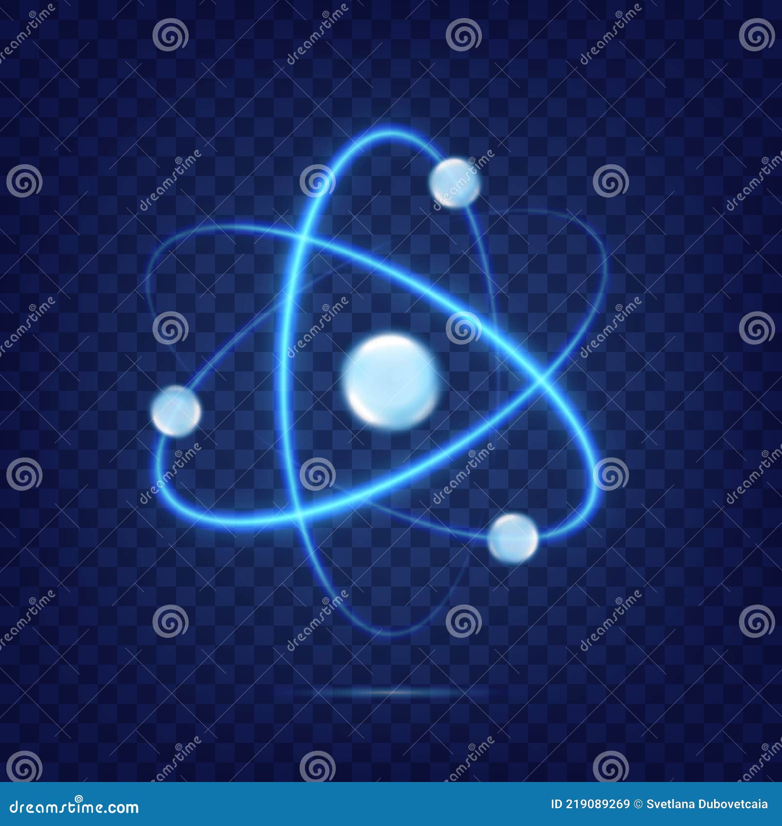 Atom Icon Isolated on Transparent Background. Fusion Orbit Spin. Neon ...