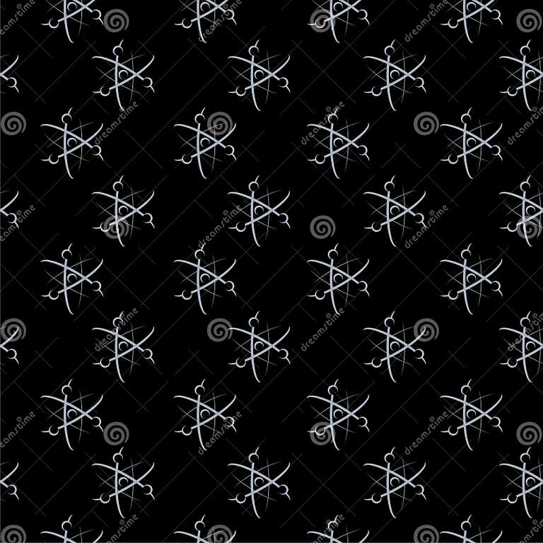 Atom Icon Logo Seamless Pattern Isolated on Black Background Stock ...