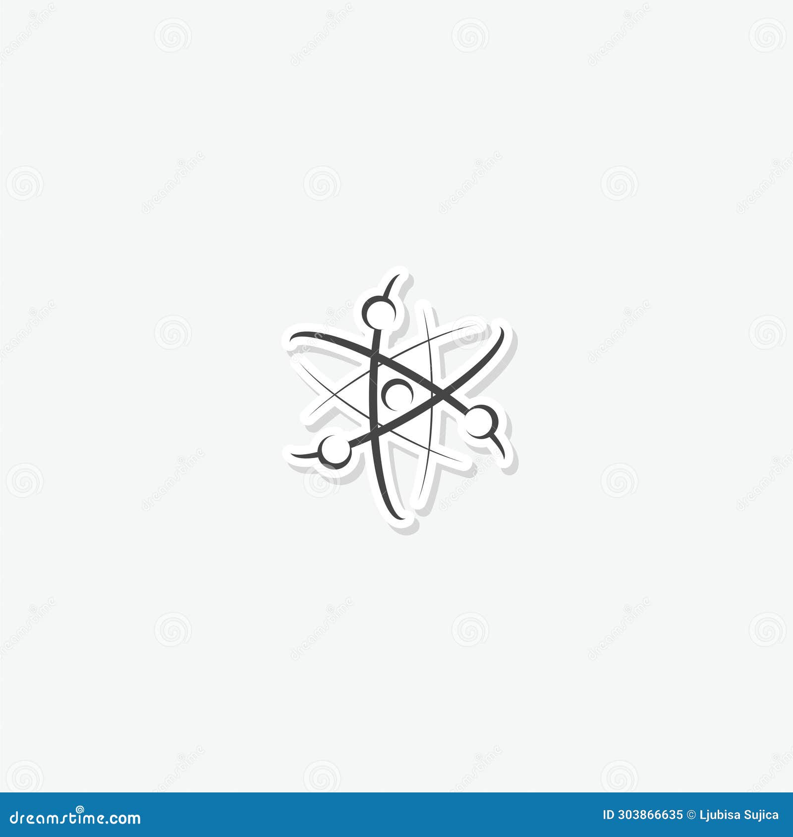 Atom Icon Logo Sticker Isolated on Gray Background Stock Illustration ...